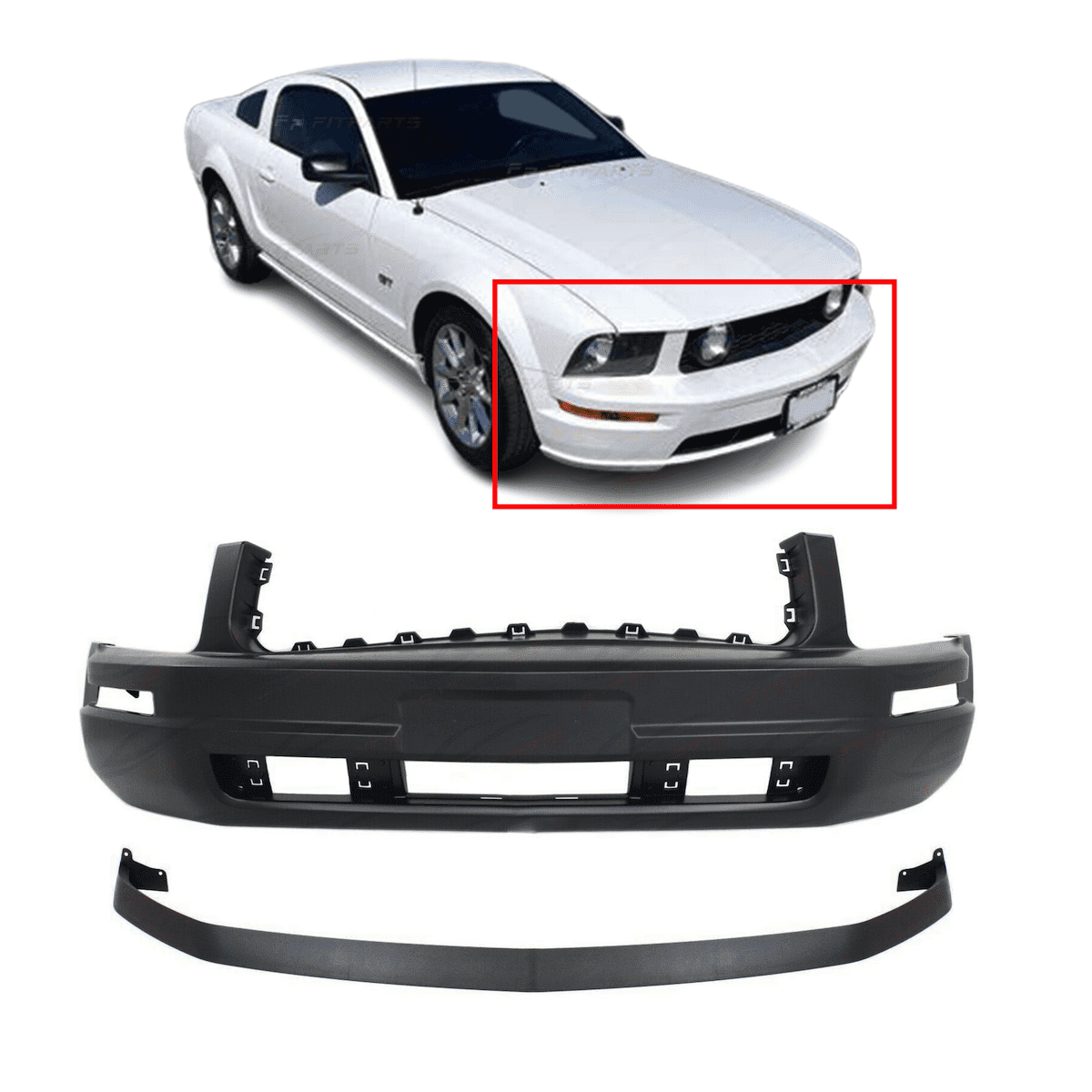 DCP Front Bumper Cover Kit for 2005-2009 Ford Mustang FO1000574 ...