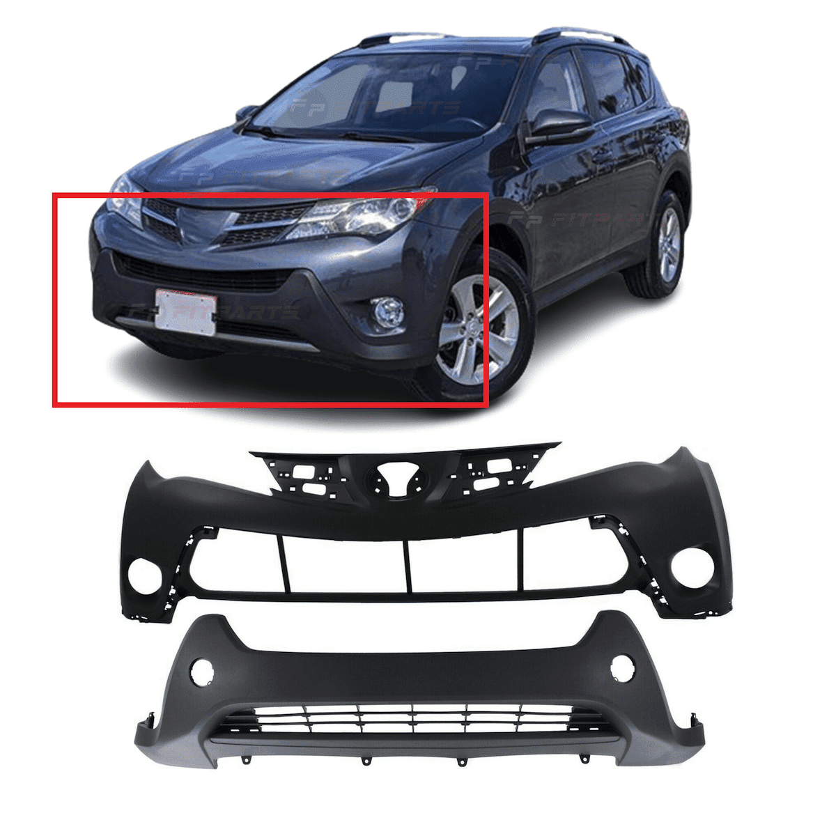 DCP Front Bumper Cover Kit for 2013-2015 Toyota RAV4 USA Built ...