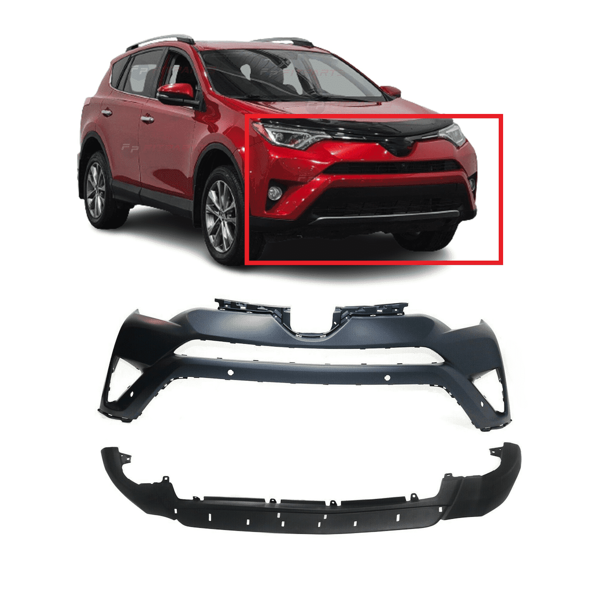 DCP Front Bumper Cover Kit for 2016-2018 Toyota RAV4 TO1014106 ...