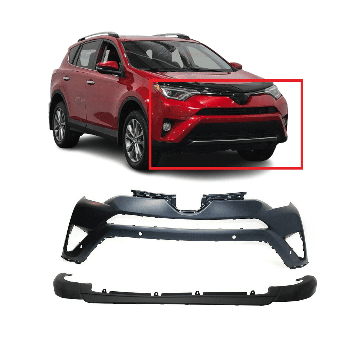 DCP Front Bumper Cover Kit for 2016-2018 Toyota RAV4 W/Park TO1014106 ...