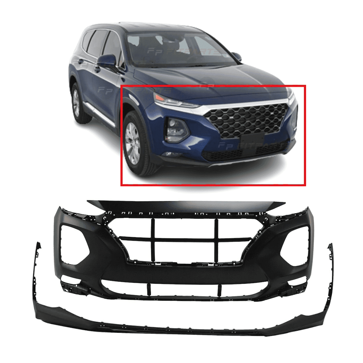 DCP Front Bumper Cover Kit for 2019-2020 Hyundai Santa Fe GLS HY1000235 ...