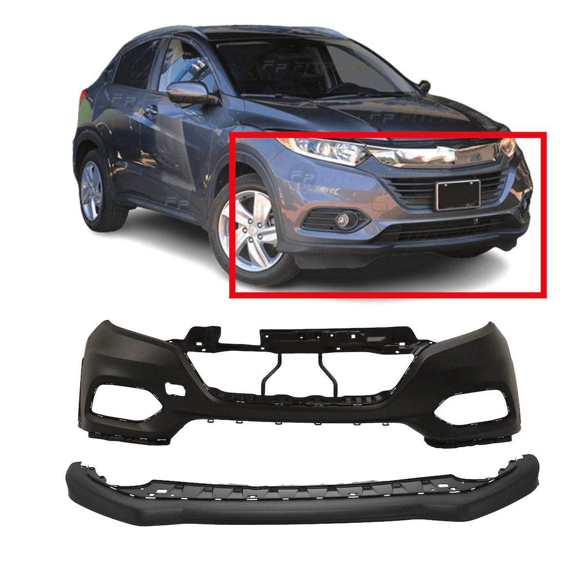 DCP Front Bumper Cover Kit for 2019-2022 Honda HR-V EX LX HO1000321 ...