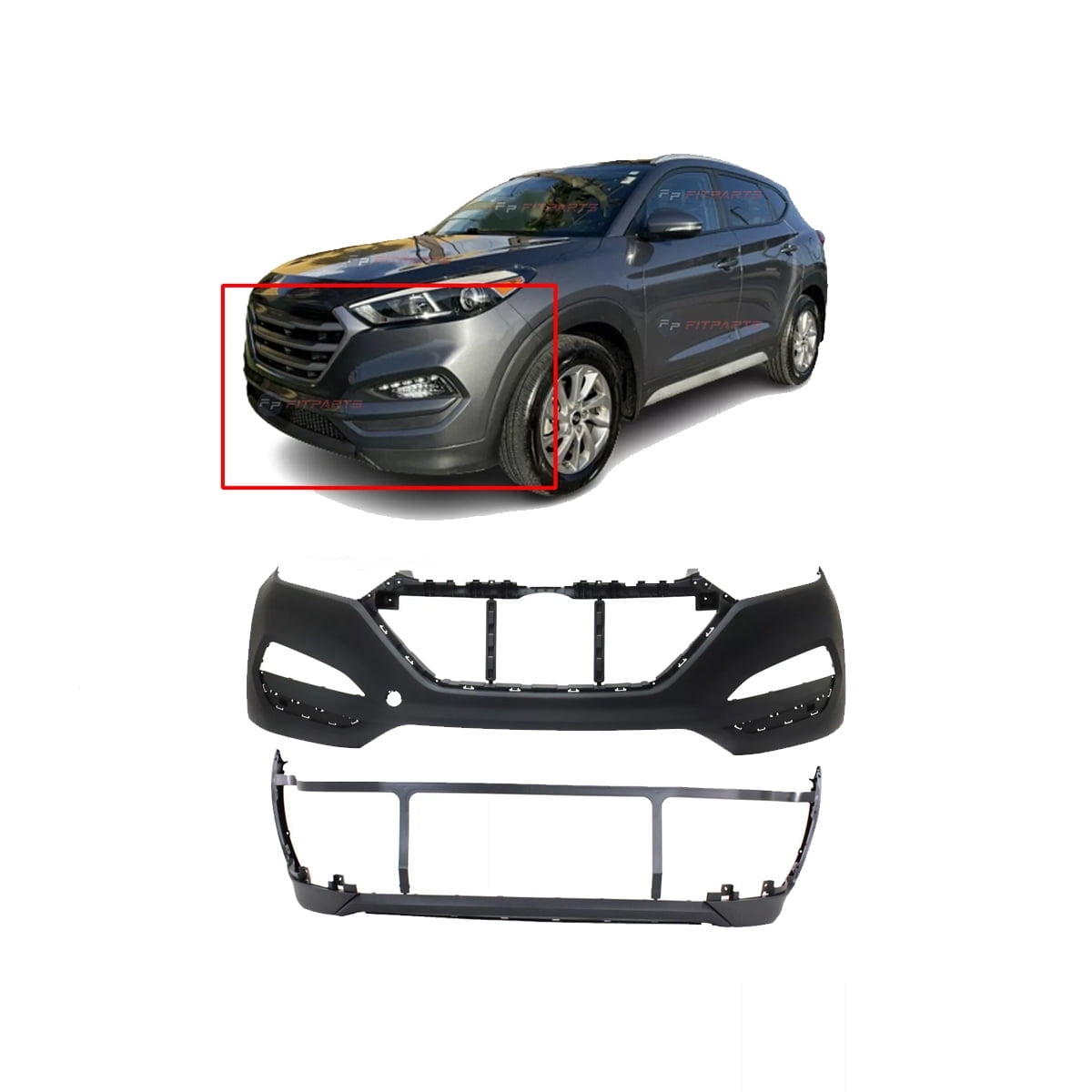 DCP Front Bumper Cover Kit for Hyundai Tucson 2016-2018 HY1014101 ...