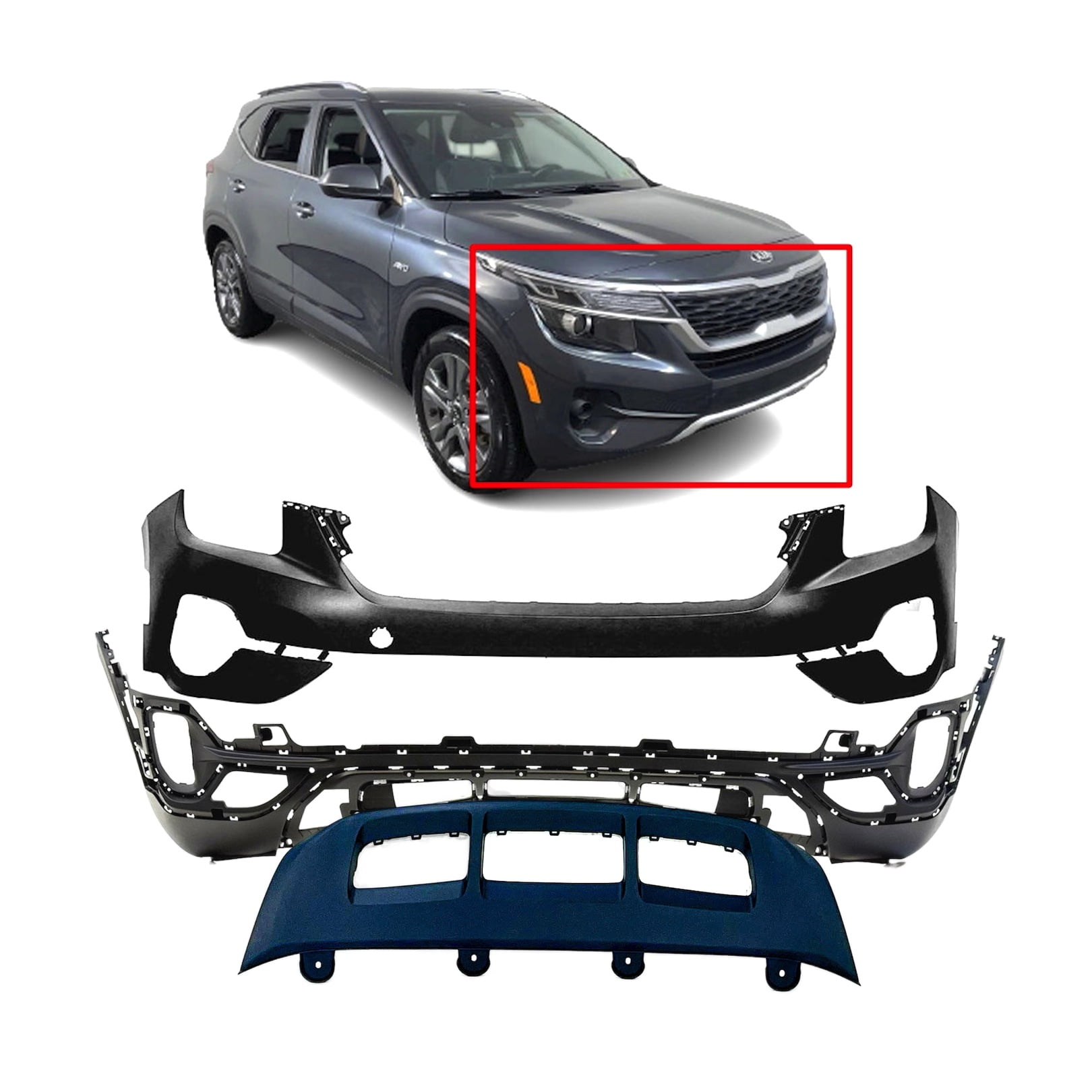 DCP Front Bumper Cover Kit for Kia Seltos 2021-2022 KI1014113 KI1015117 ...