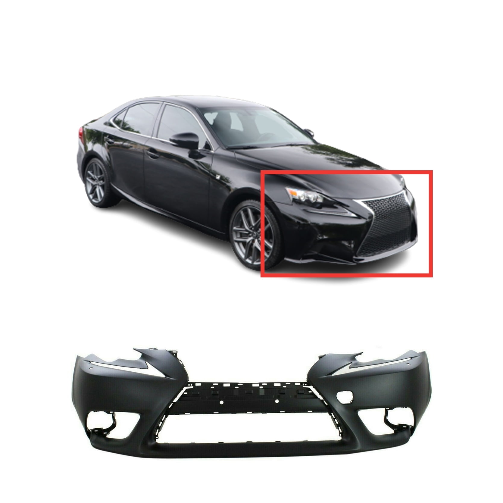 DCP Front Bumper Cover for 2014-2016 Lexus IS200t IS250 IS350 w/Washer ...