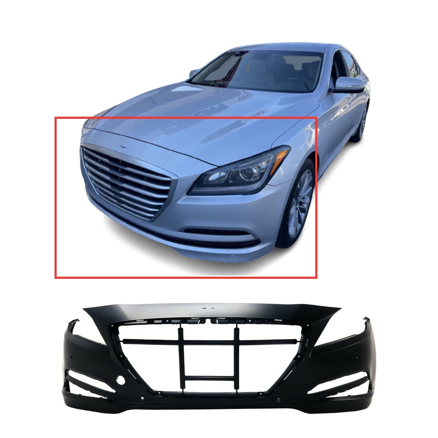 DCP Front Bumper Cover for 2015-2016 Hyundai Genesis w/Parking Aid ...