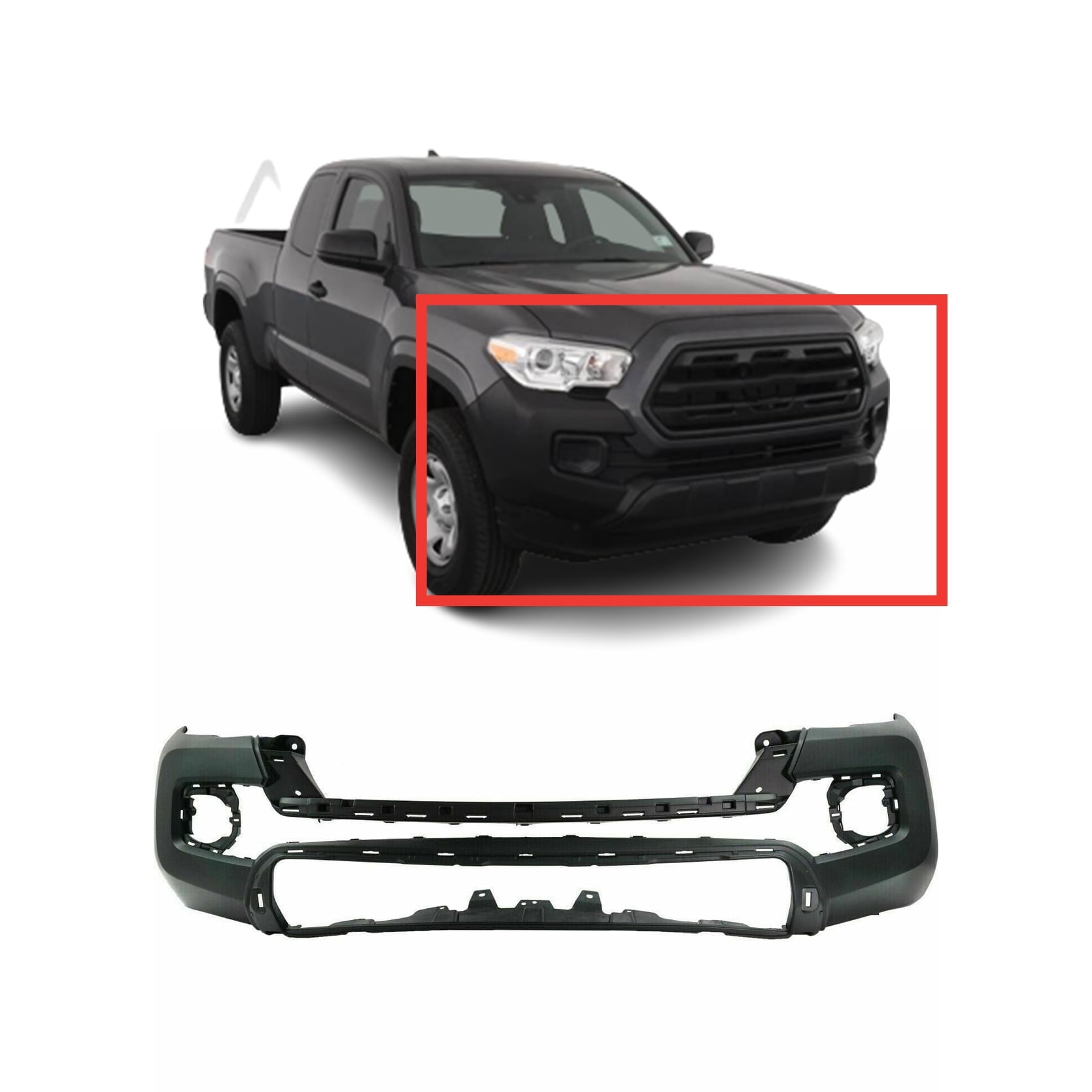 DCP Front Bumper Cover for 2016-2020 Toyota Tacoma w/Fog Light Holes ...