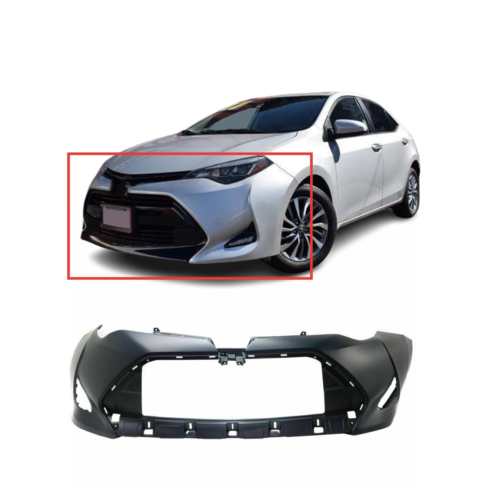 DCP Front Bumper Cover for 2017-2019 Toyota Corolla L LE XLE CE ...