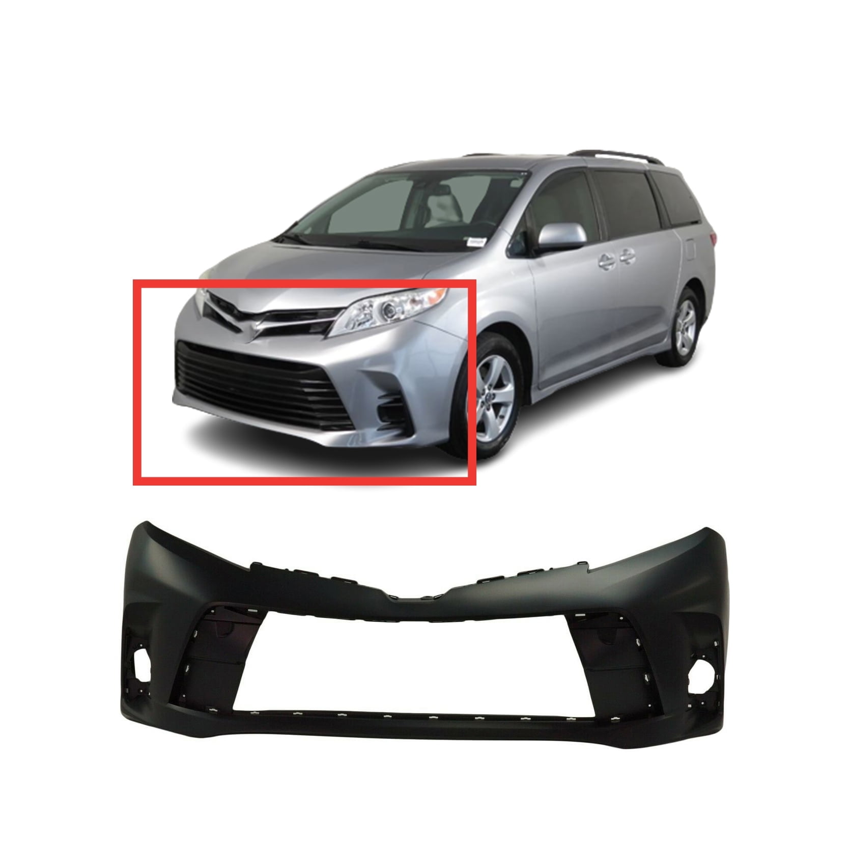 DCP Front Bumper Cover for 2018-2019 Toyota Sienna CE LE SE XLE ...