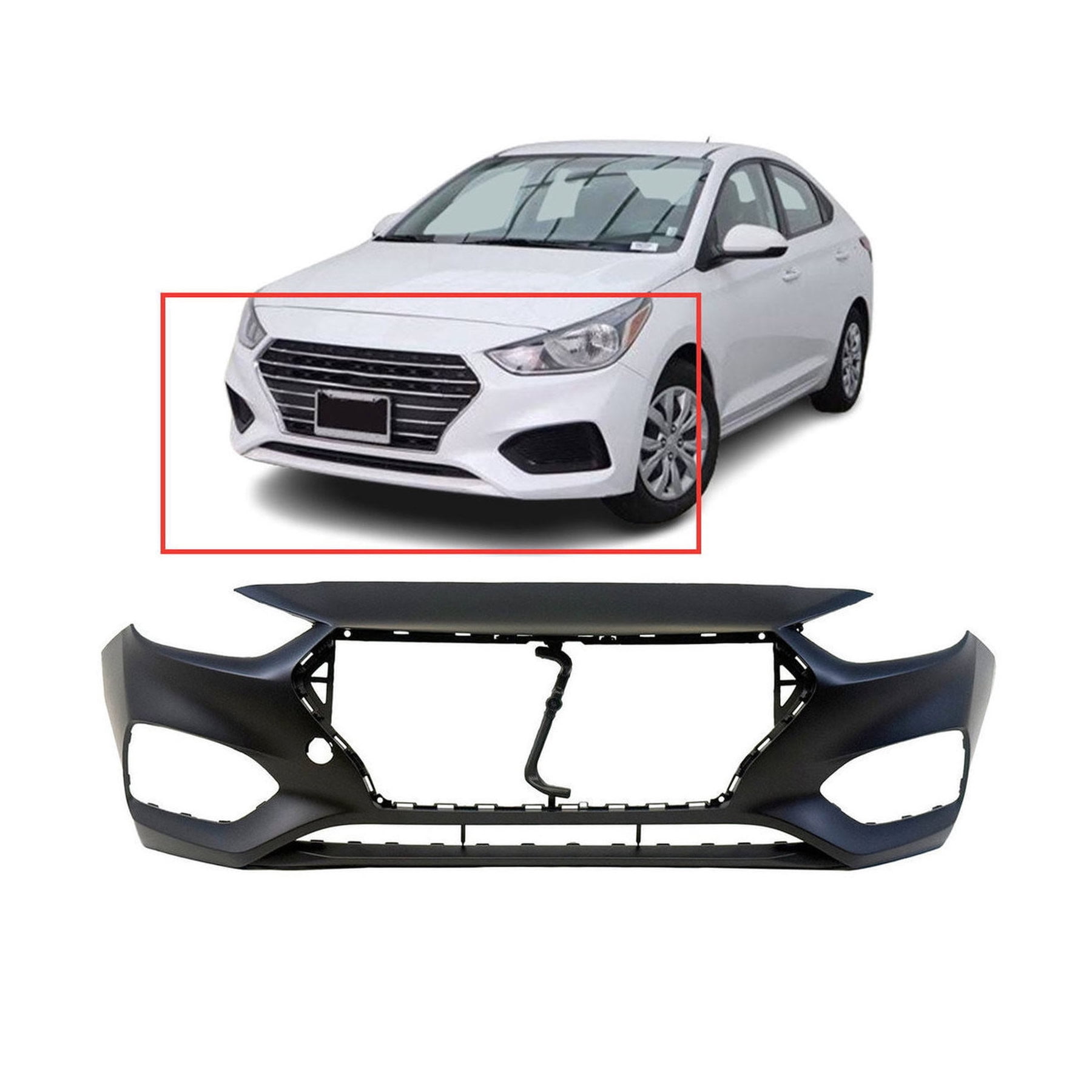 DCP Front Bumper Cover for 2018-2020 Hyundai Accent Sedan 86511J0000 ...