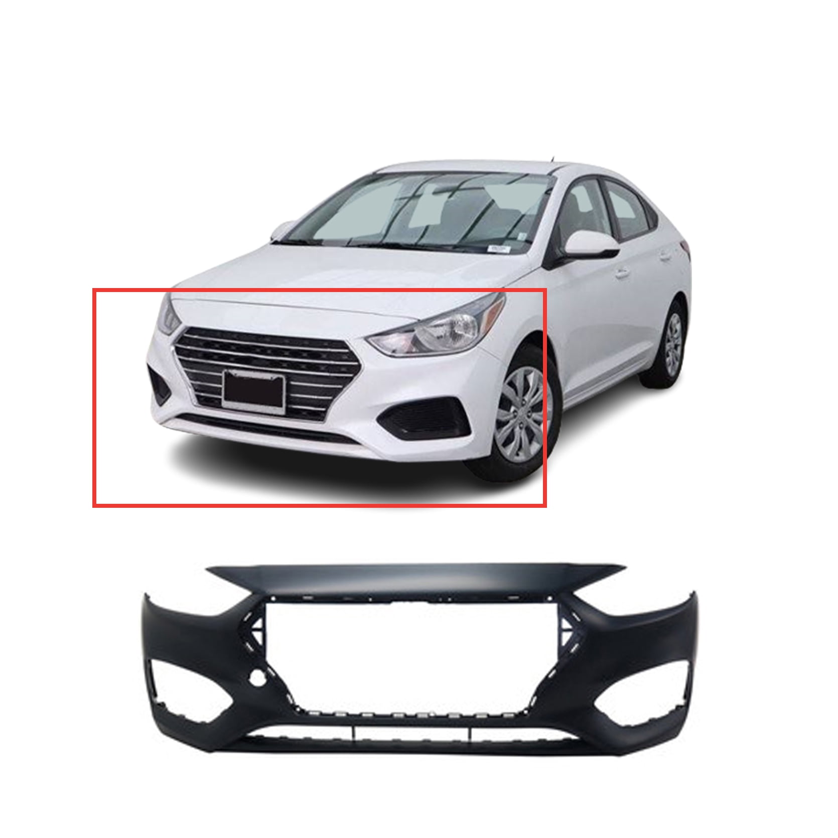 DCP Front Bumper Cover for 2018-2020 Hyundai Accent Sedan 86511J0000 ...