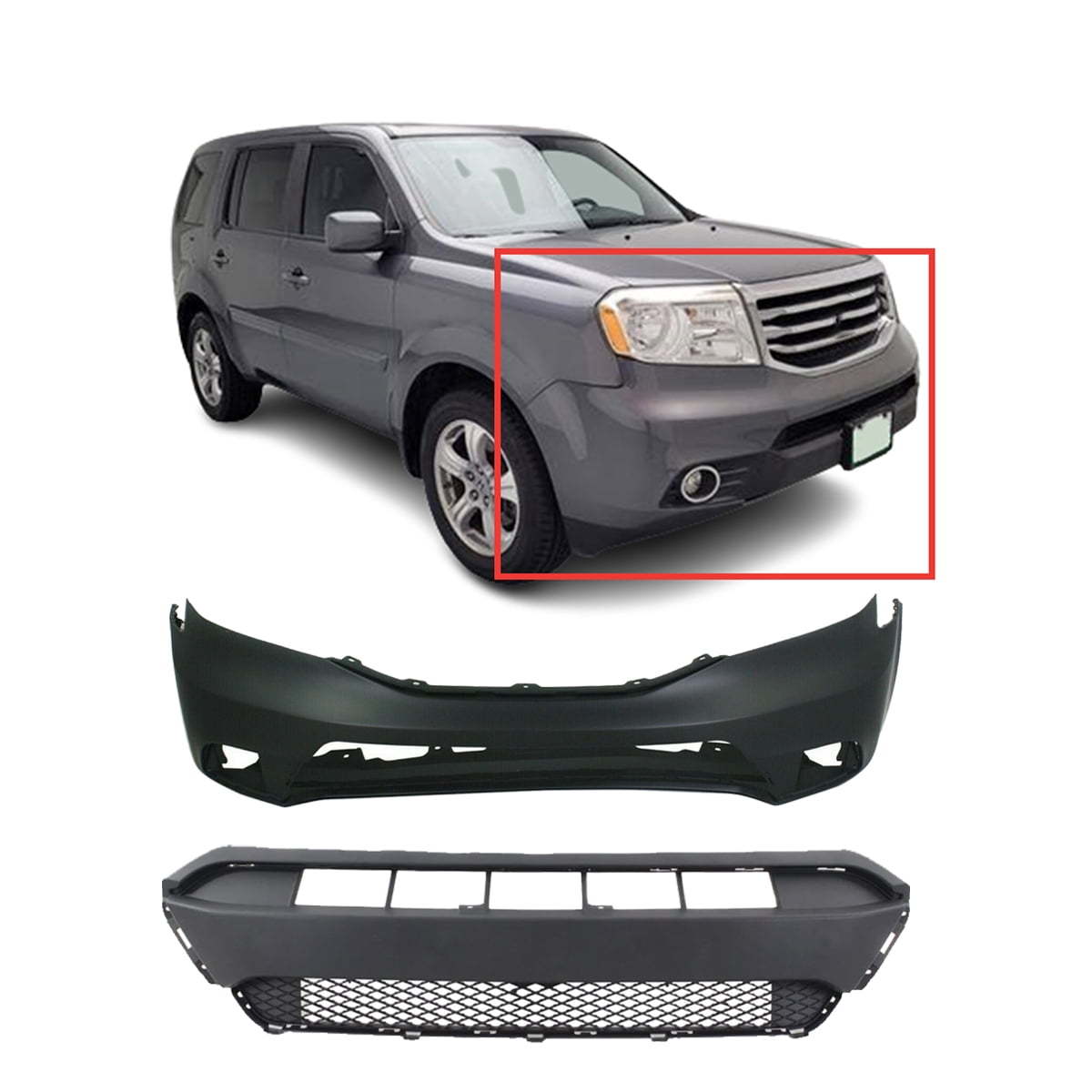 DCP Front Bumper Covers Kit For 2012-2015 Honda Pilot HO1000285 W/O ...