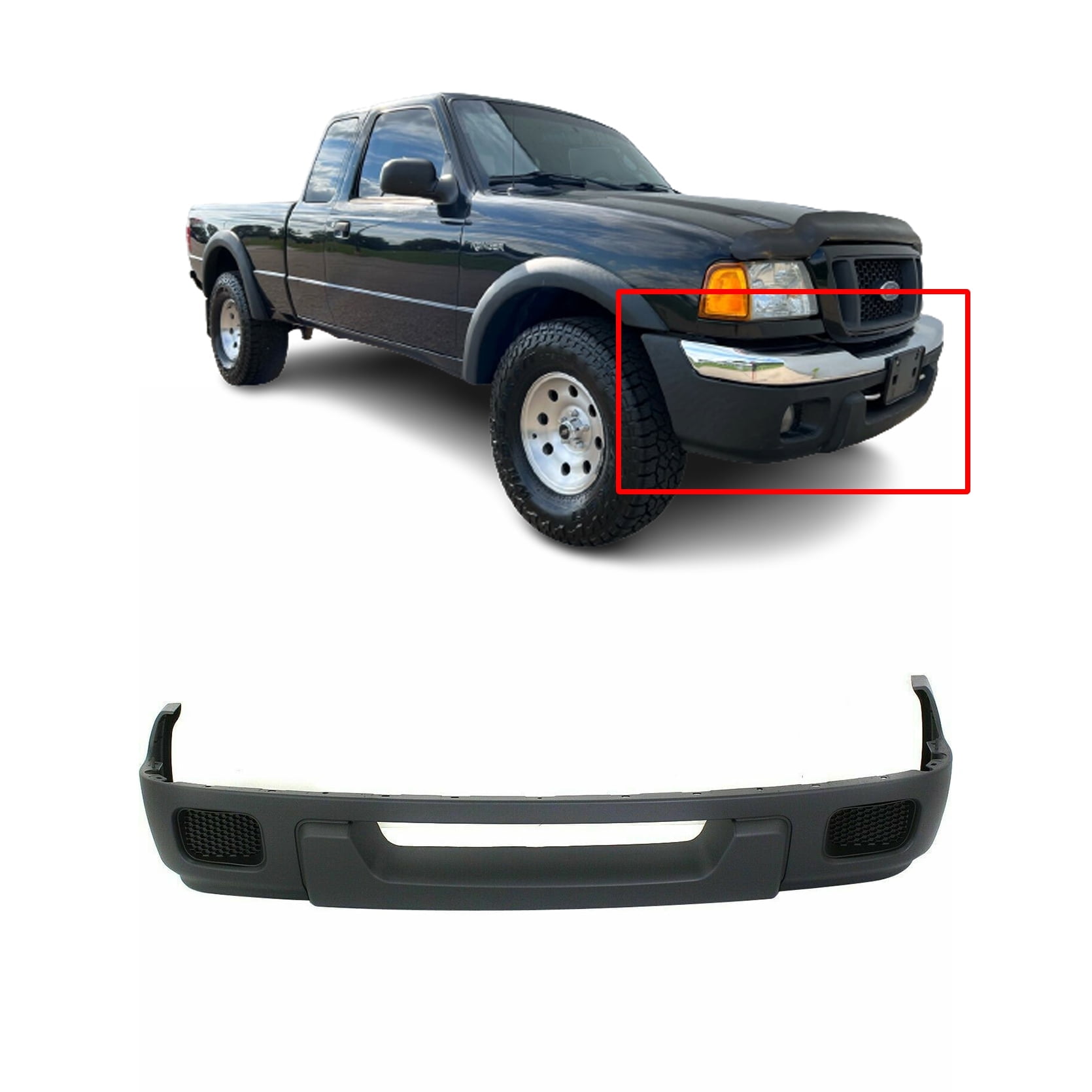 DCP Front Lower Bumper Cover For 2004-2005 Ford Ranger W/Air Holes ...