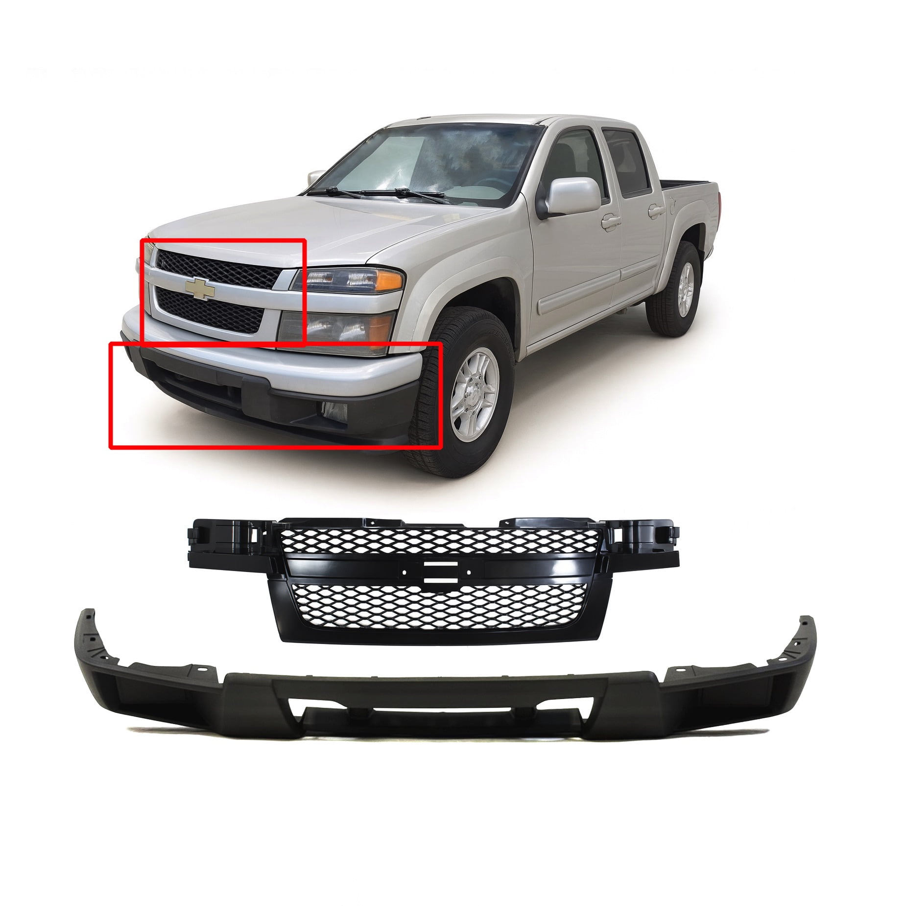 DCP Front Lower Bumper Cover & Grille Kit For GMC Canyon, Chevrolet ...