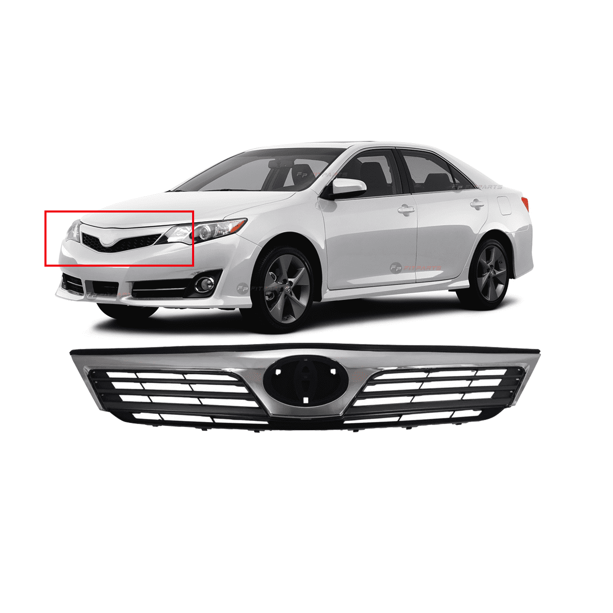 DCP Front Upper Grille For Toyota Camry 2012-2014 Chrome W/Black Insert ...