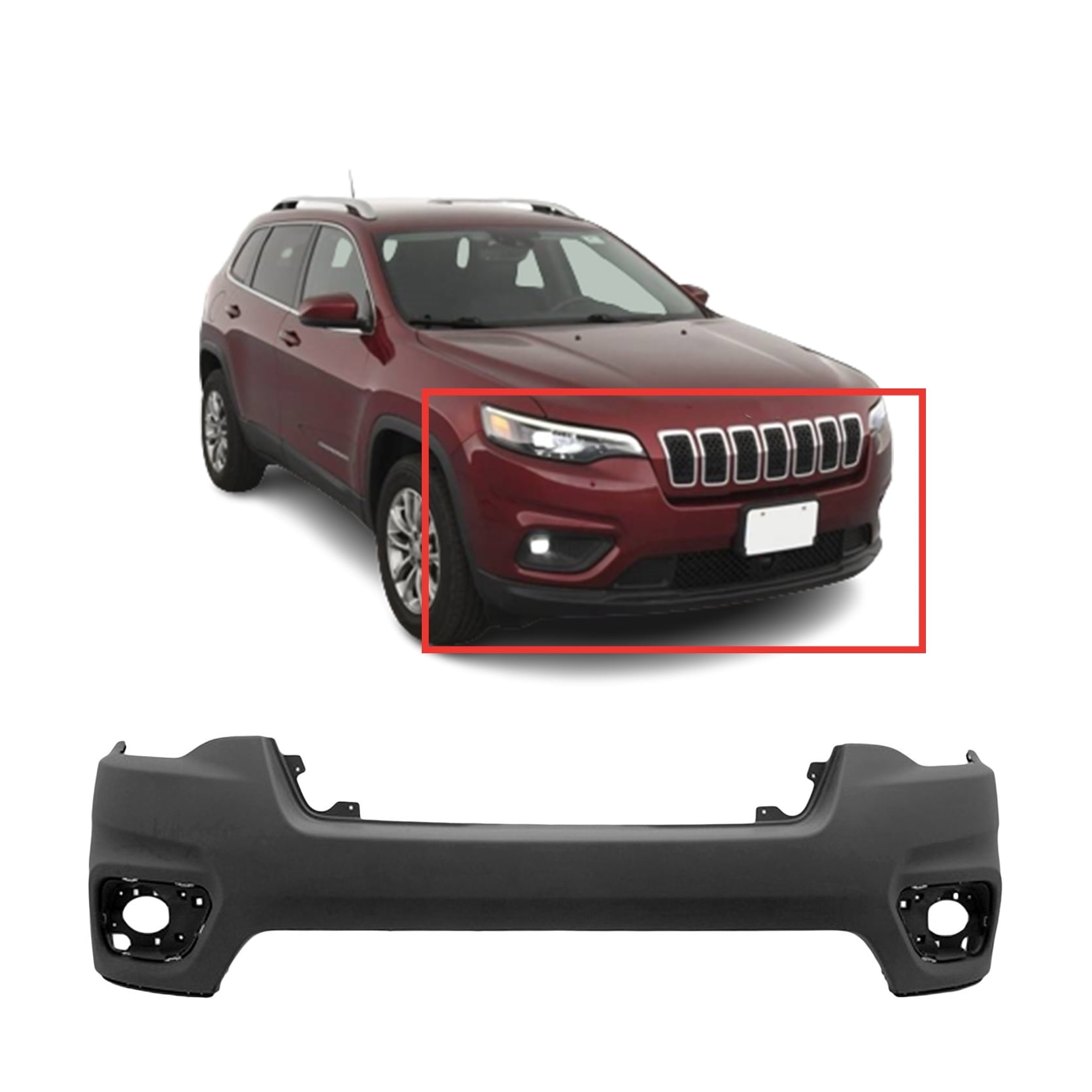 DCP Front Upper Primed Bumper Cover Fascia 2019-2023 Jeep Cherokee ...