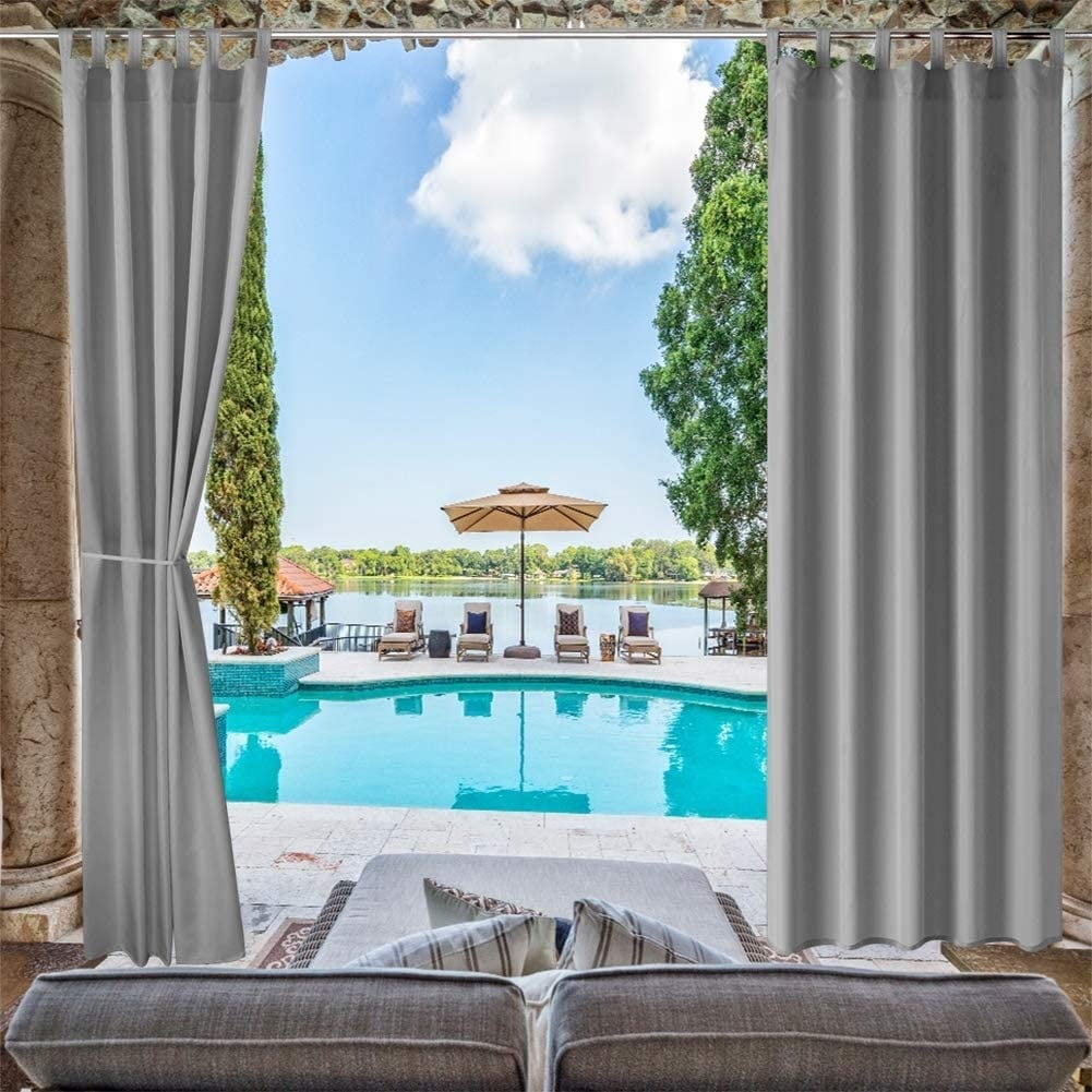 DCP Outdoor Thermal Tab Top Blackout Curtain Single Curtain Panel,Grey ...