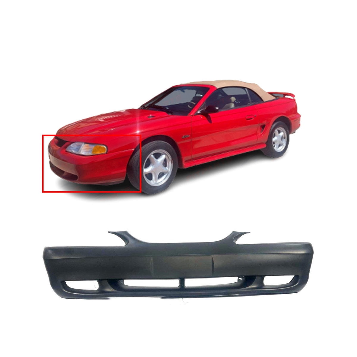 DCP Primed Front Bumper Cover Fascia For 1994-1998 Ford Mustang GT 94 ...