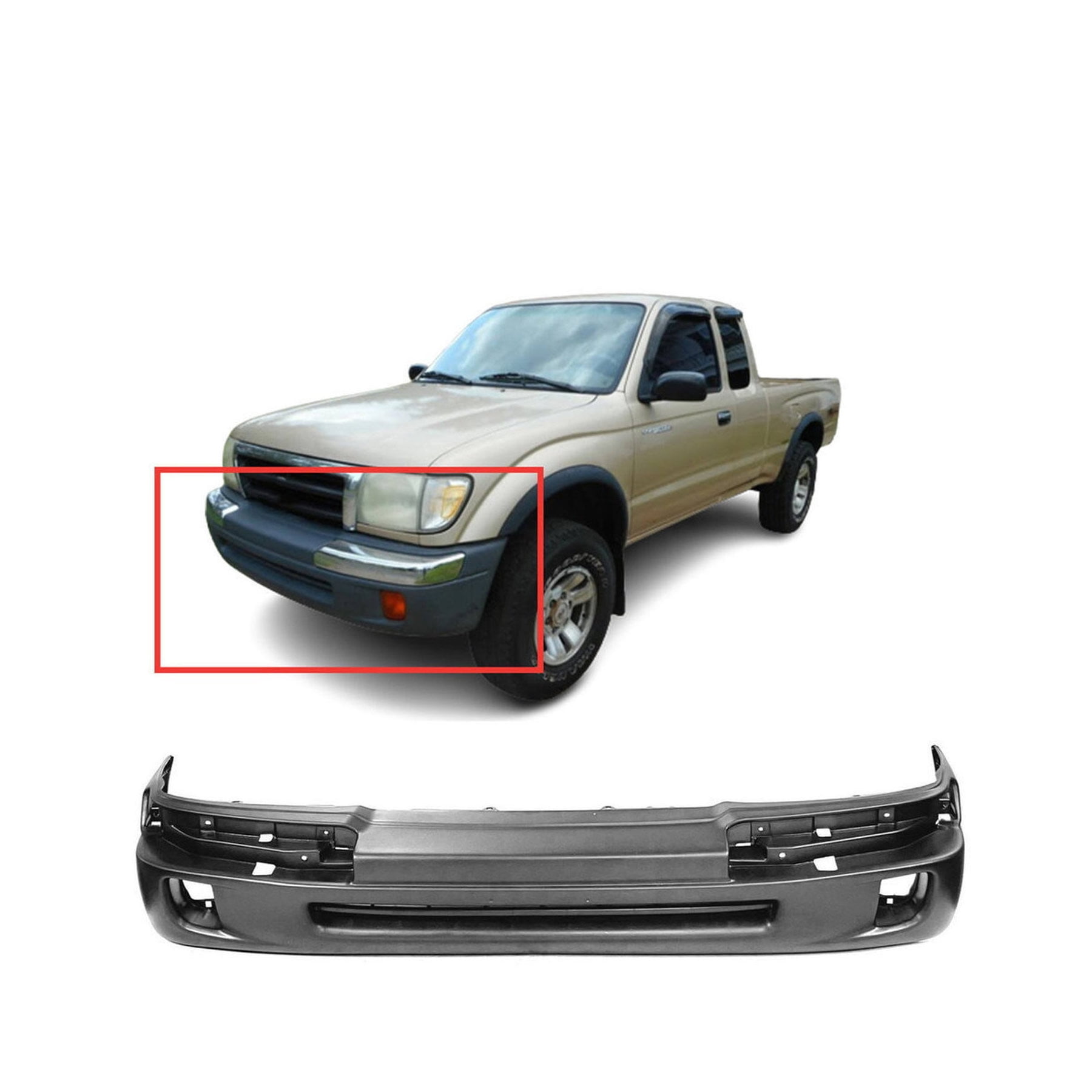 DCP Primed Front Bumper Cover Fascia for 1998-2000 Toyota Tacoma ...