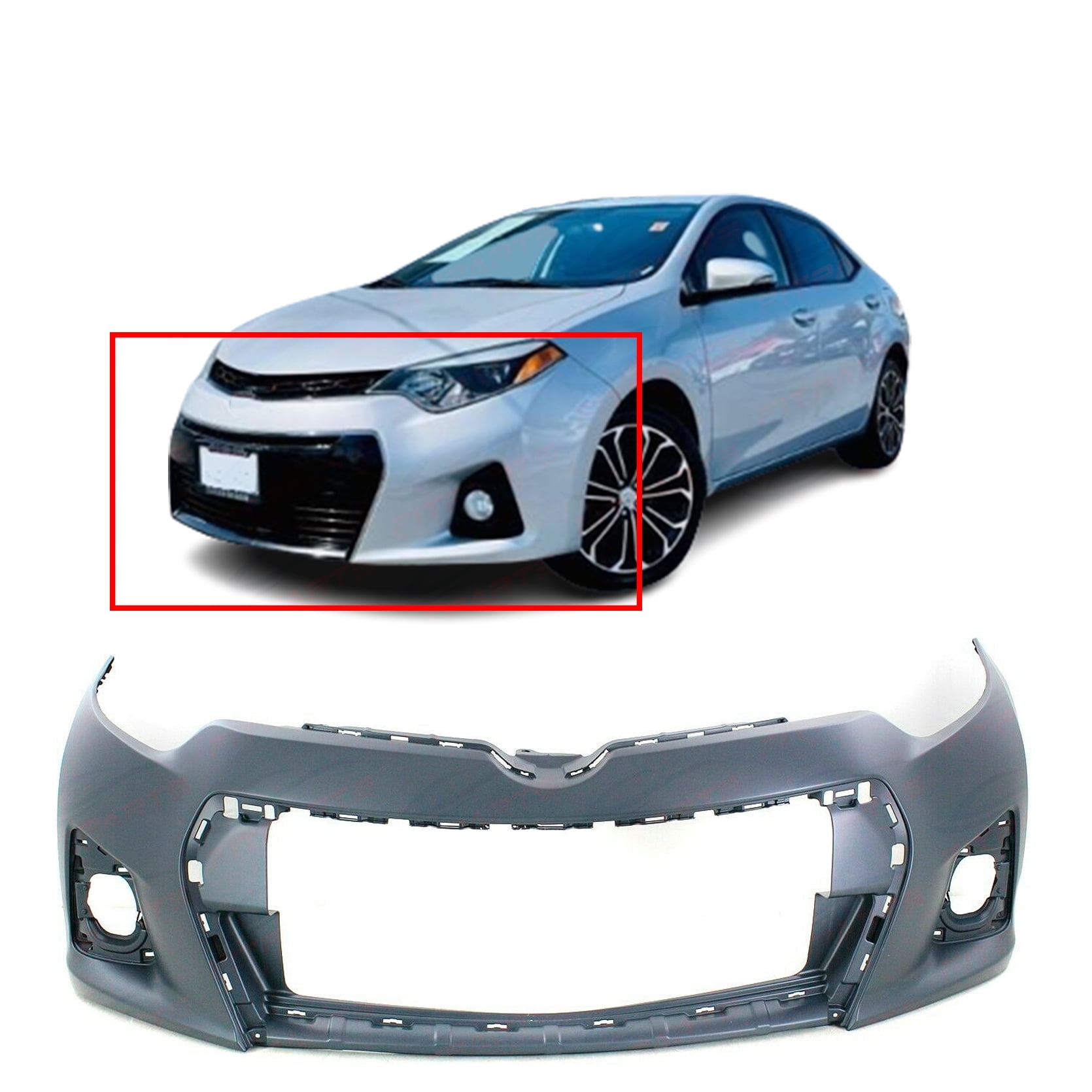 DCP Primed Front Bumper Cover Fascia for 2014-2016 Toyota Corolla Sedan ...