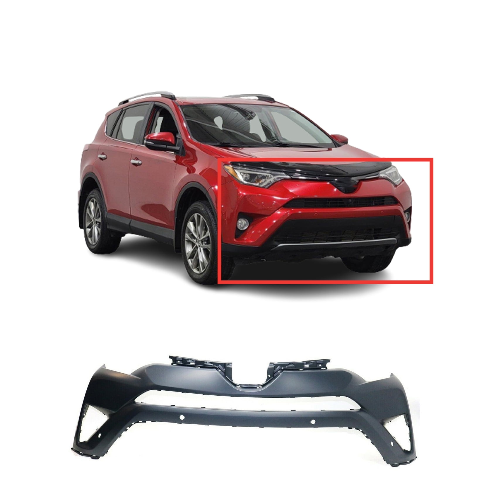 DCP Primed Front Bumper Cover Fascia for 2016-2018 Toyota RAV4 LE SE ...