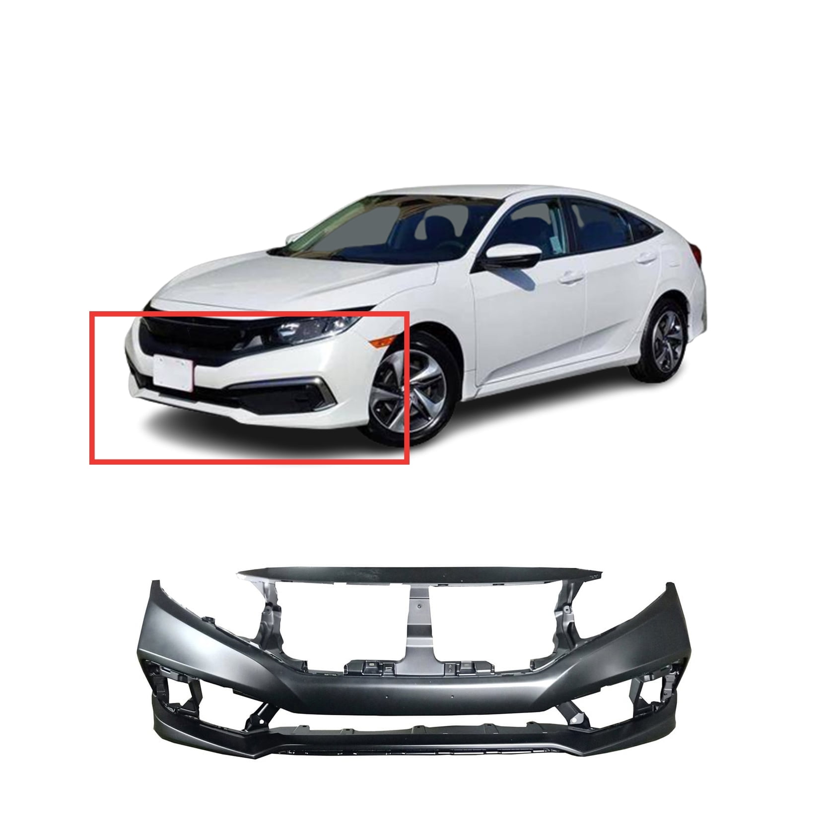 DCP Primed Front Bumper Cover Fascia for 2017-2021 Honda Civic Touring ...