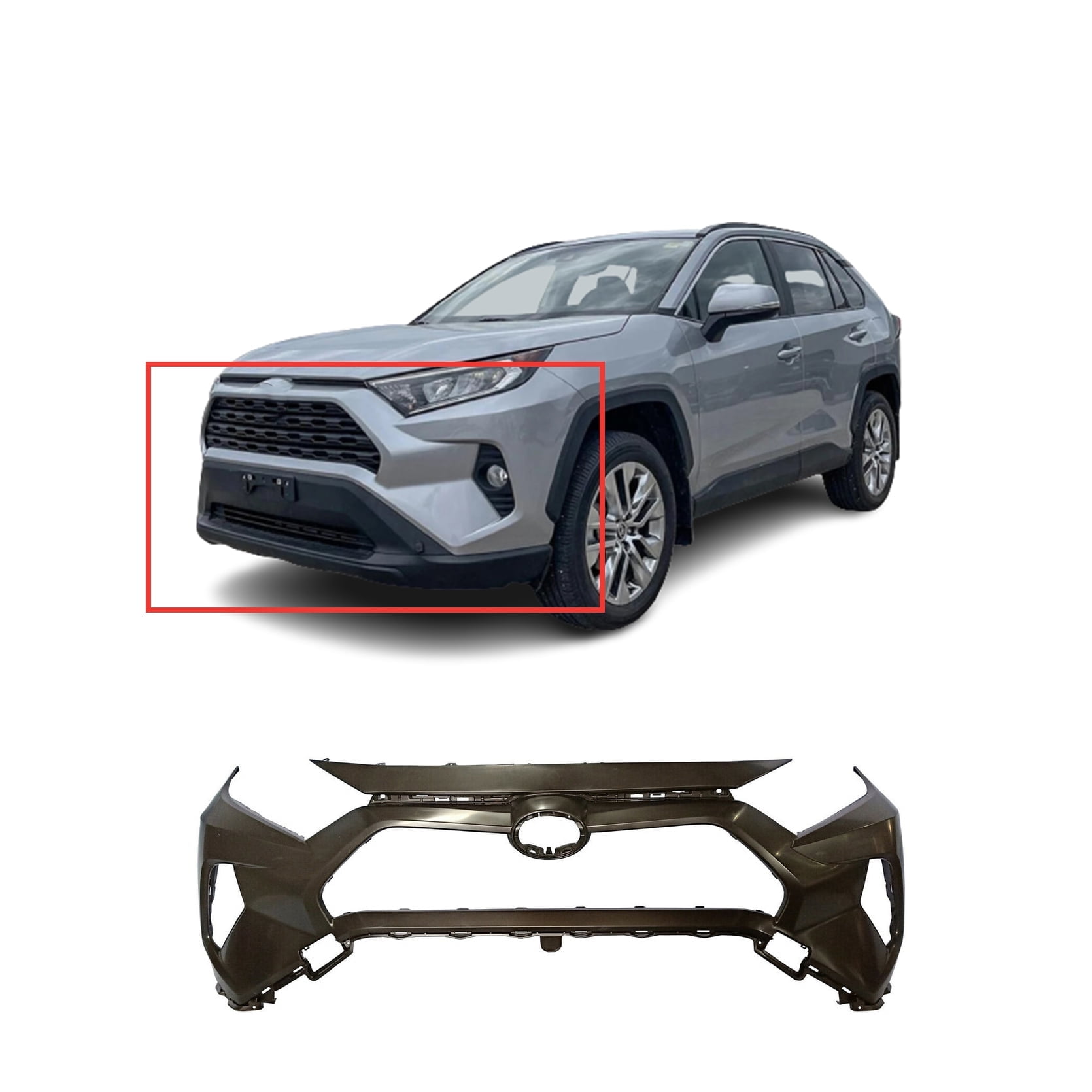 DCP Primed Front Bumper Cover Fascia for 2019-2023 Toyota RAV4 Hybrid ...