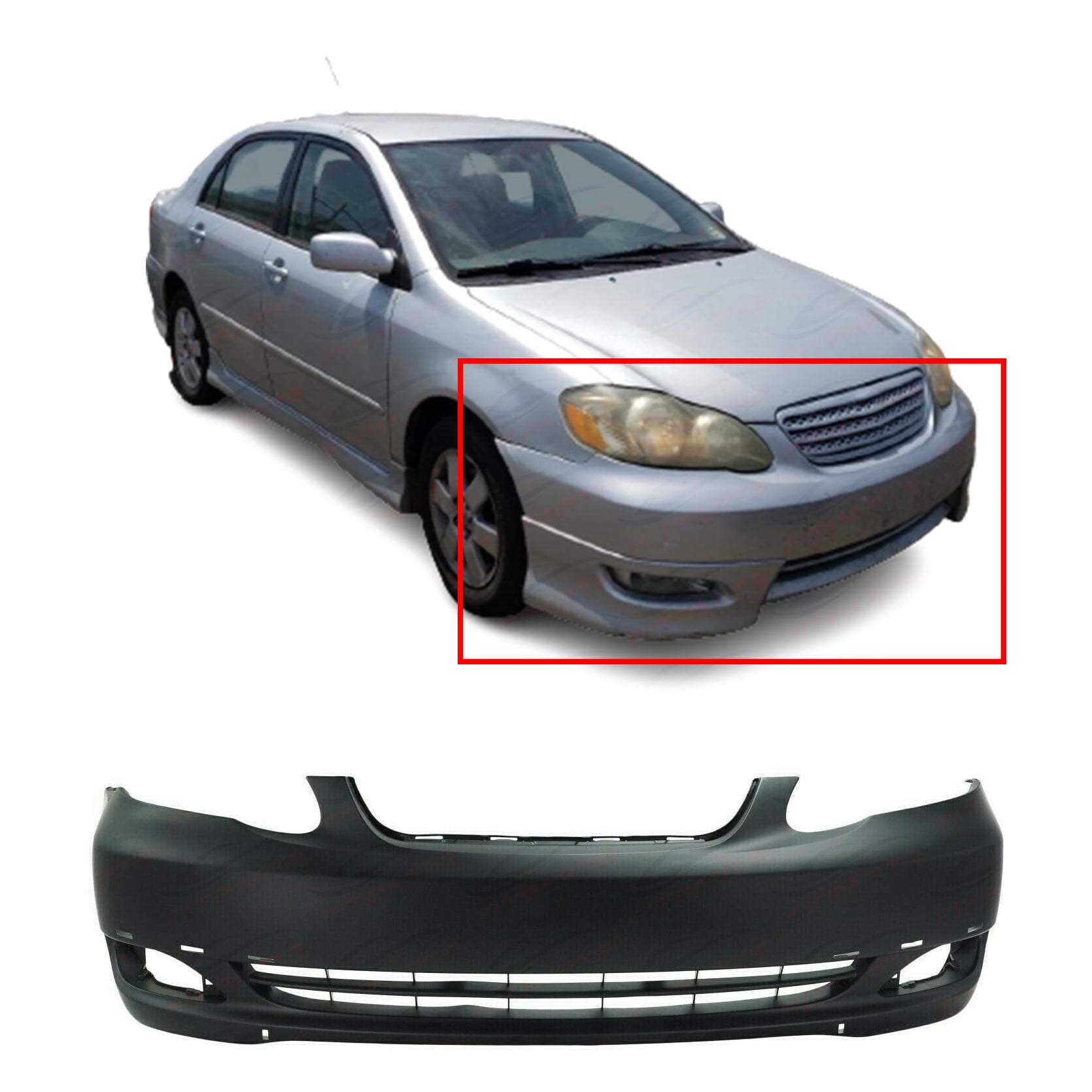 DCP Primed Front Bumper Cover for 2005-2008 Toyota Corolla Sedan S XRS ...