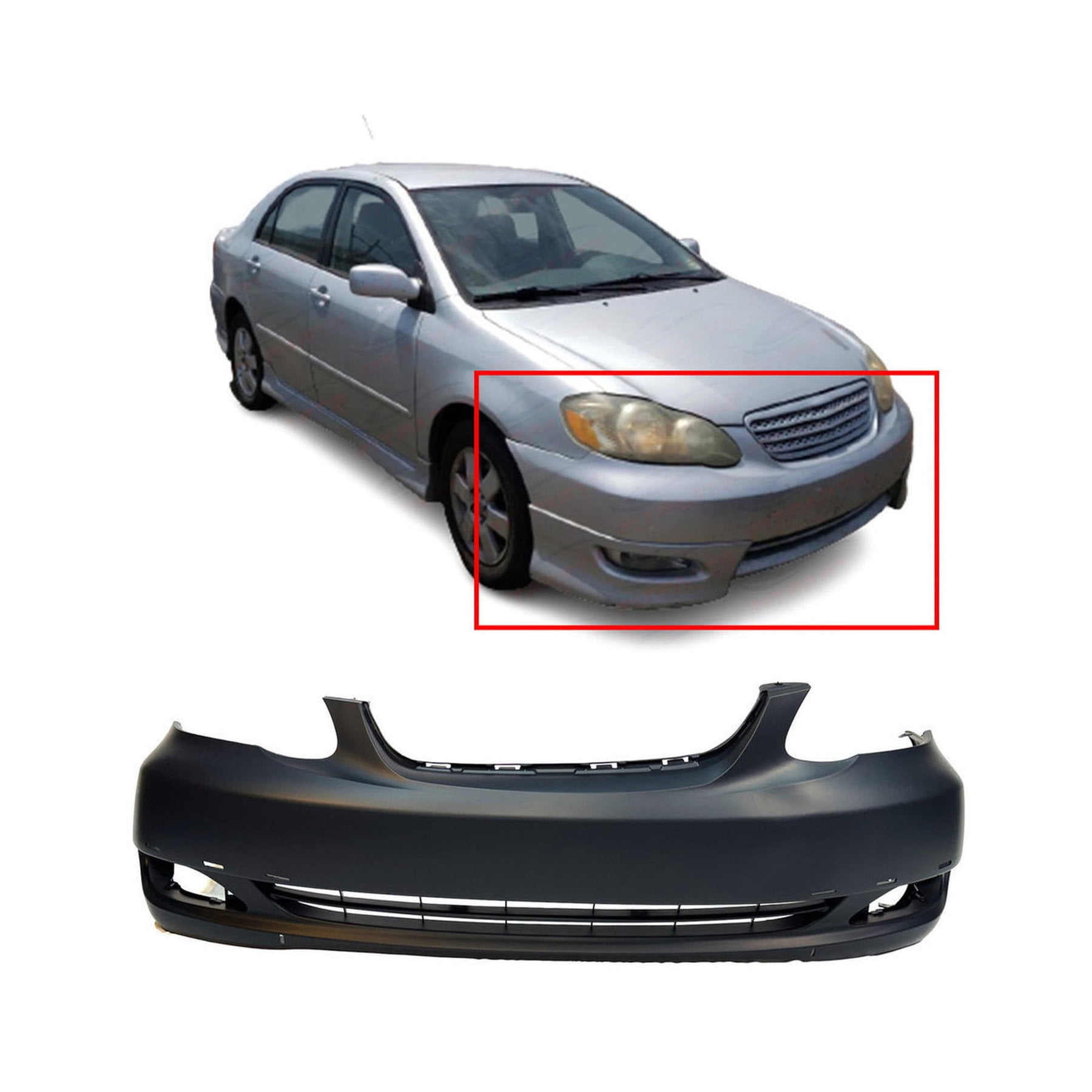 DCP Primed Front Bumper Cover for 2005-2008 Toyota Corolla Sedan S XRS ...