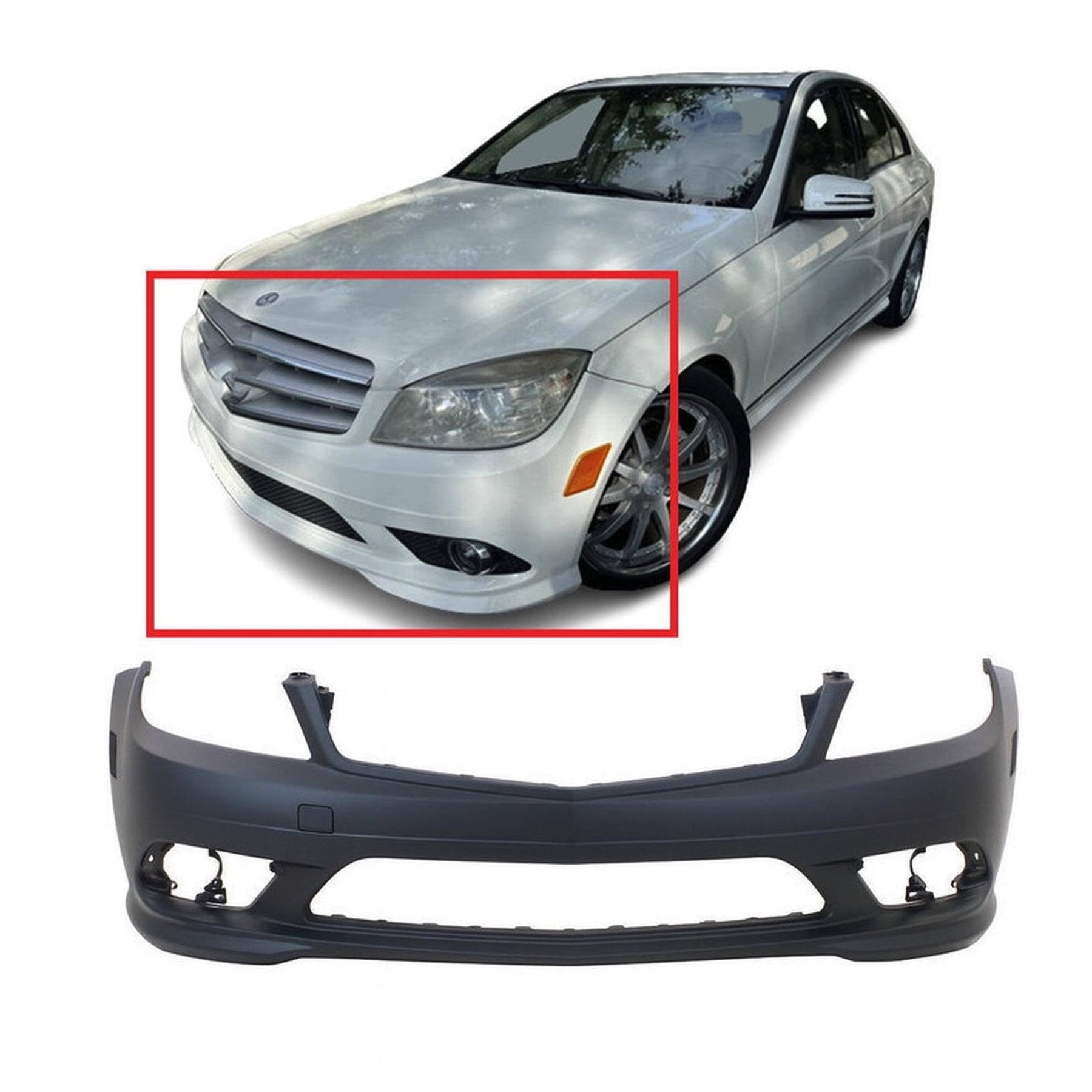 DCP Primed Front Bumper Cover for 2008-2011 Mercedes Benz C300 w/ AMG ...