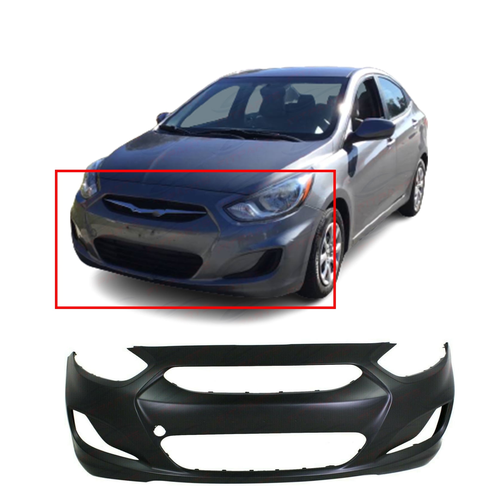 DCP Primed Front Bumper Cover for 2012-2014 Hyundai Accent Sedan ...
