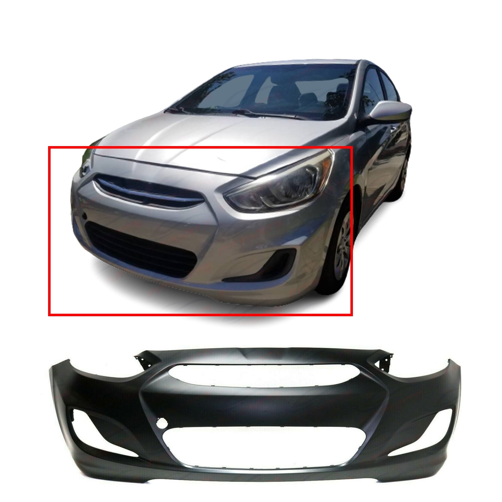 DCP Primed Front Bumper Cover for 2014-2017 Hyundai Accent Sedan ...