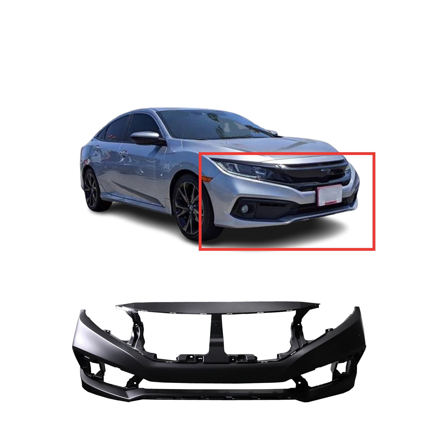 DCP Primed Front Bumper Cover for 2019 2020 Honda Civic Sedan EX LX ...