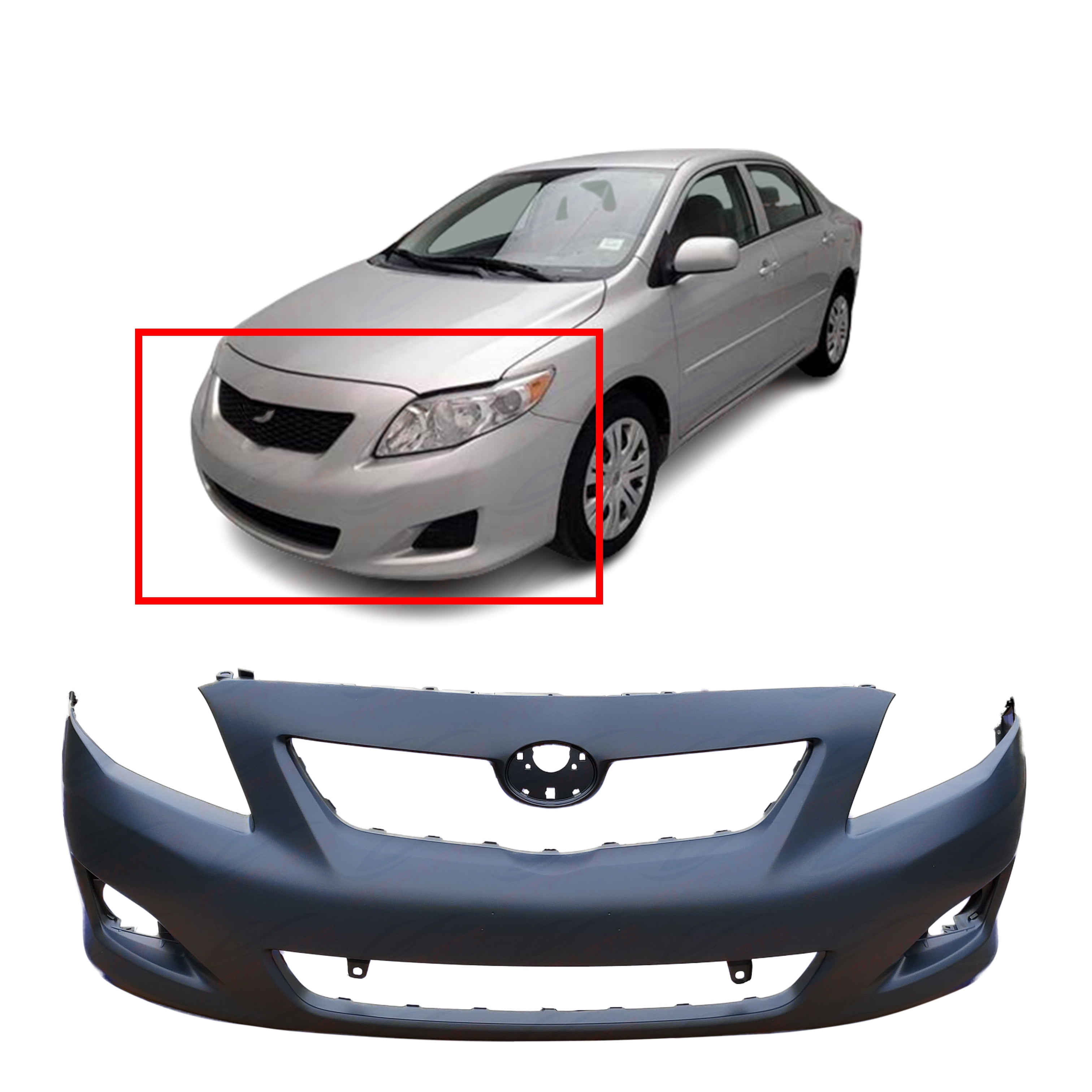 DCP Primed Front Bumper cover Fascia for 2009-2010 Toyota Corolla Base ...