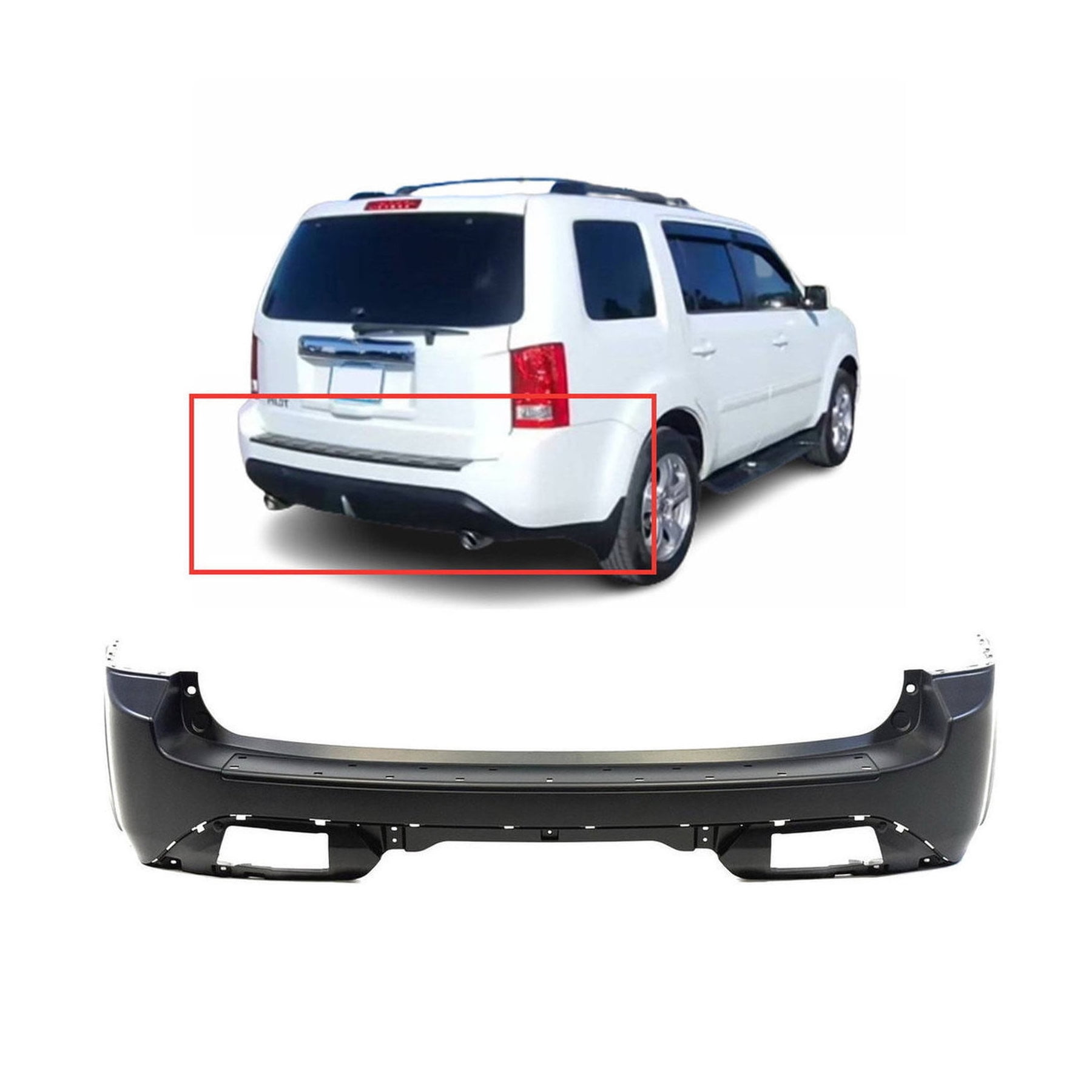 DCP Primed Rear Bumper Cover Fascia for 2012-2015 Honda Pilot EX EX-L ...