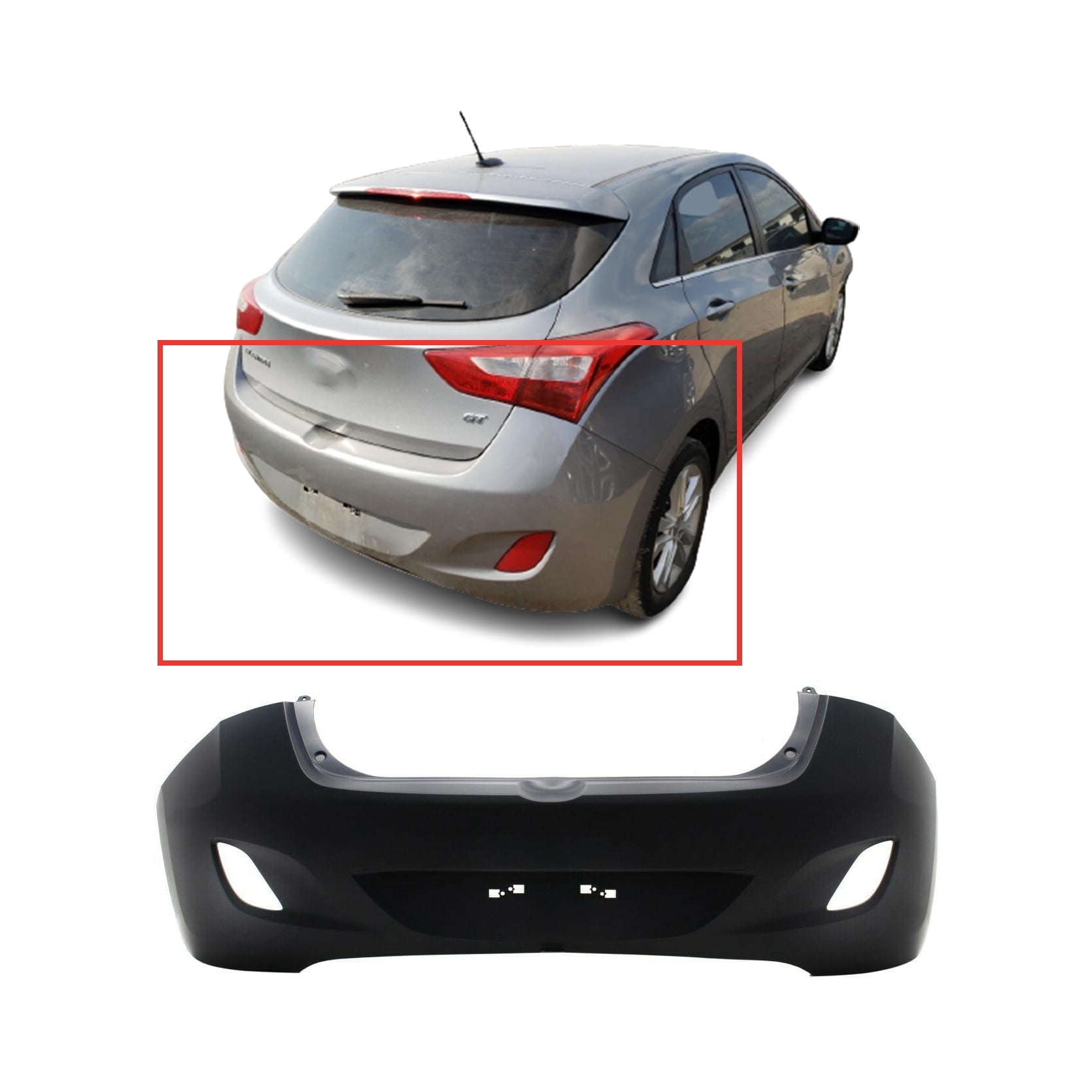 DCP Primed Rear Bumper Cover Fascia for 2013-2016 Hyundai Elantra Base ...
