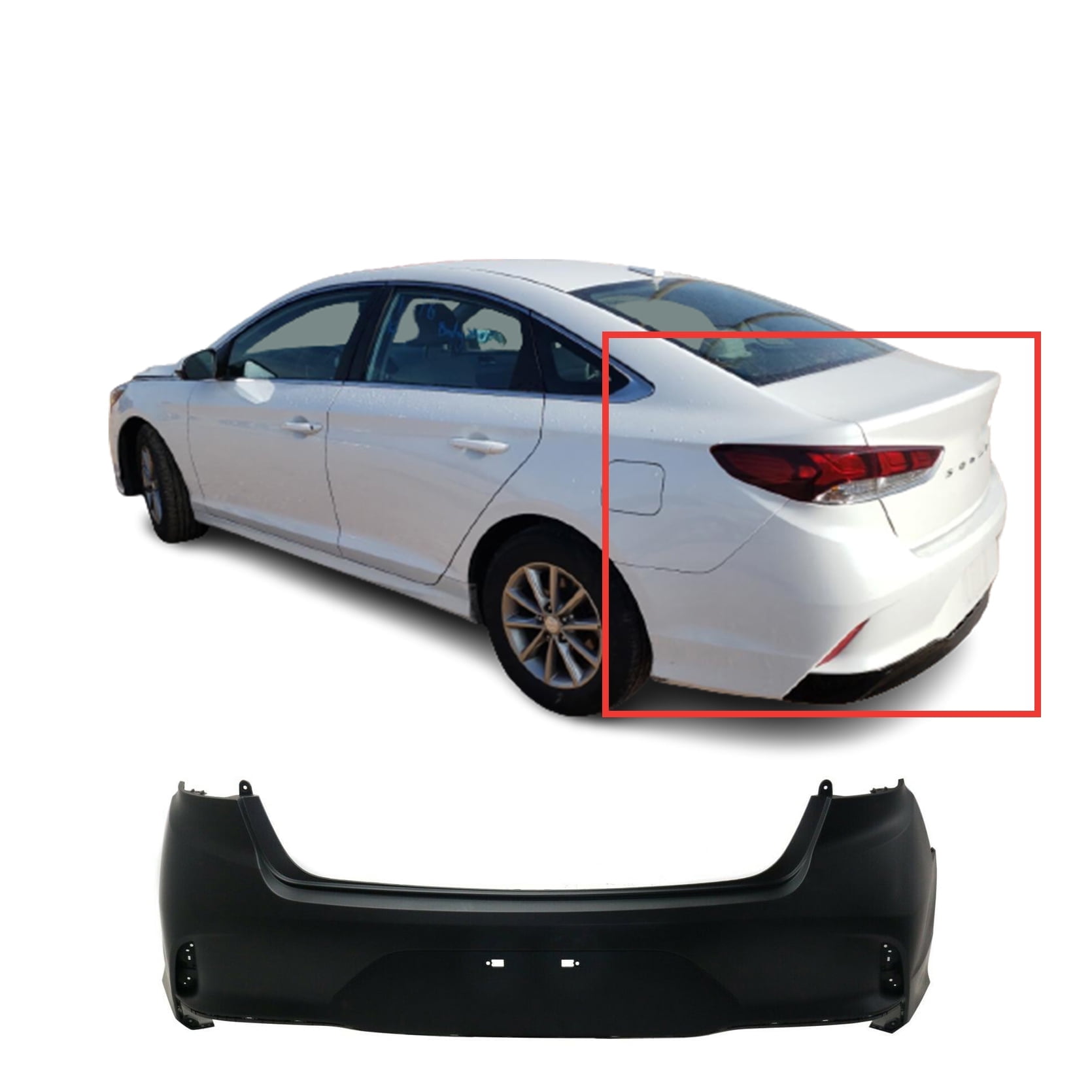 DCP Primed Rear Bumper Cover Fascia for 2018-2019 Hyundai Sonata SE SEL ...