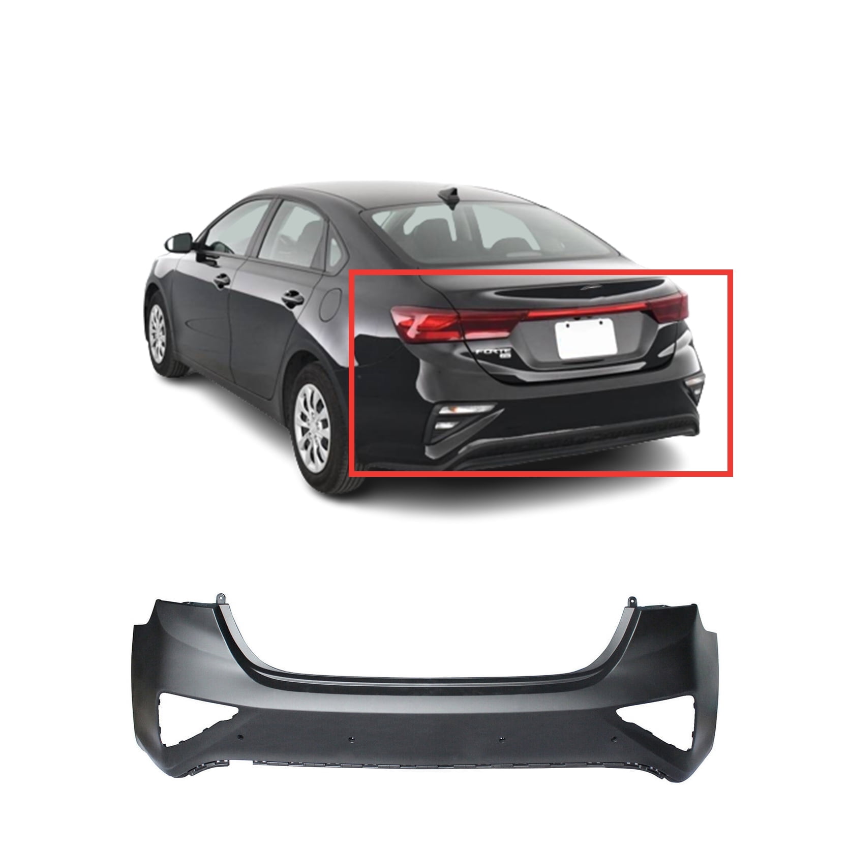 DCP Primed Rear Bumper Cover Fascia for 2019 2020 2021 Kia Forte EX FE ...