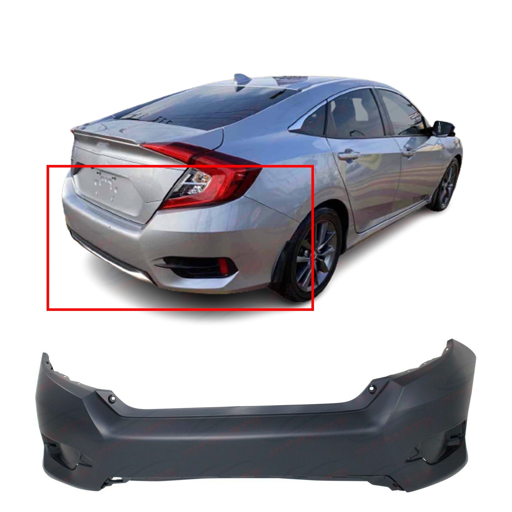 DCP Primed Rear Bumper Cover For 2016-2020 Honda Civic Sedan 16-20 ...