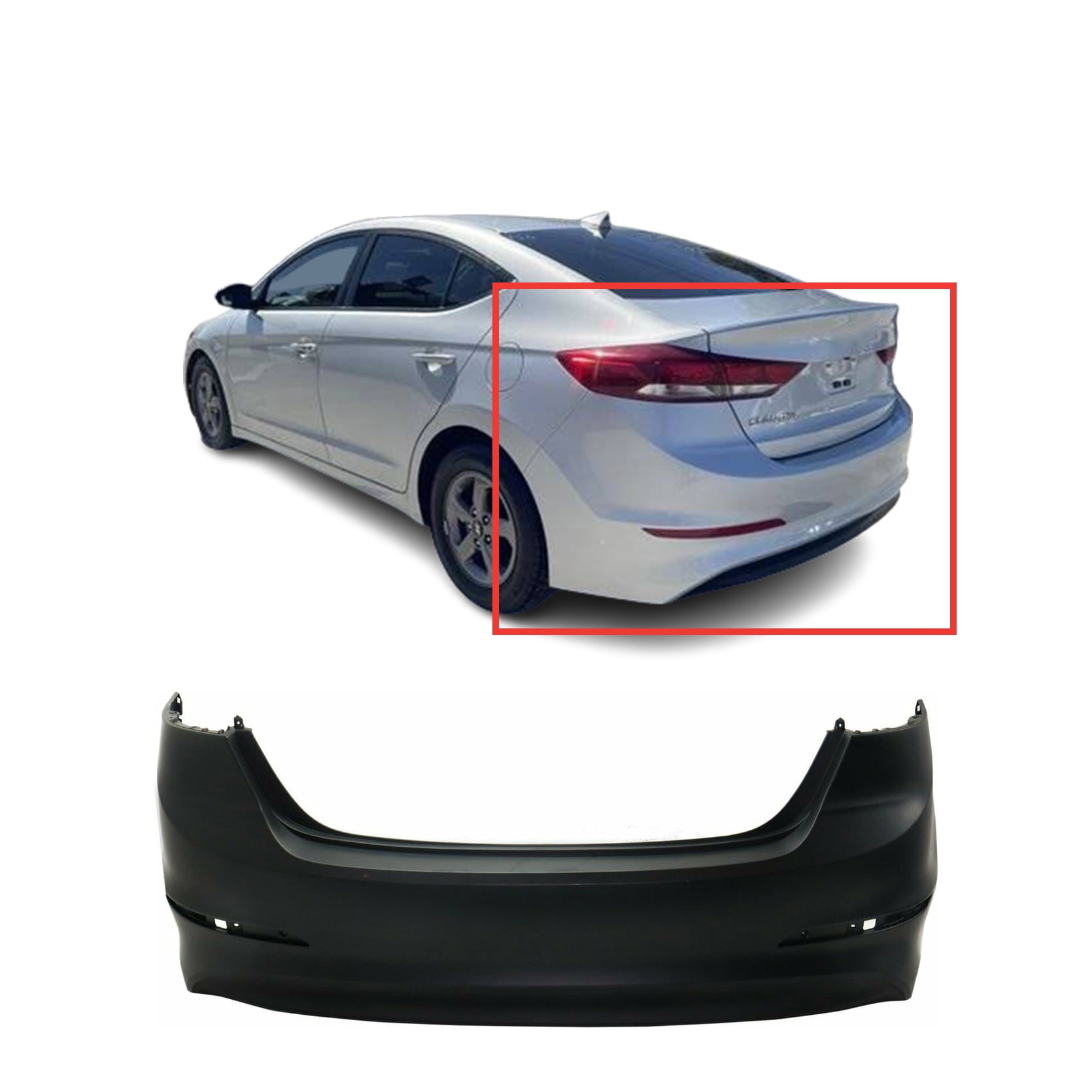 DCP Primed Rear Bumper Cover for 2017-2018 Hyundai Elantra Korea Built ...