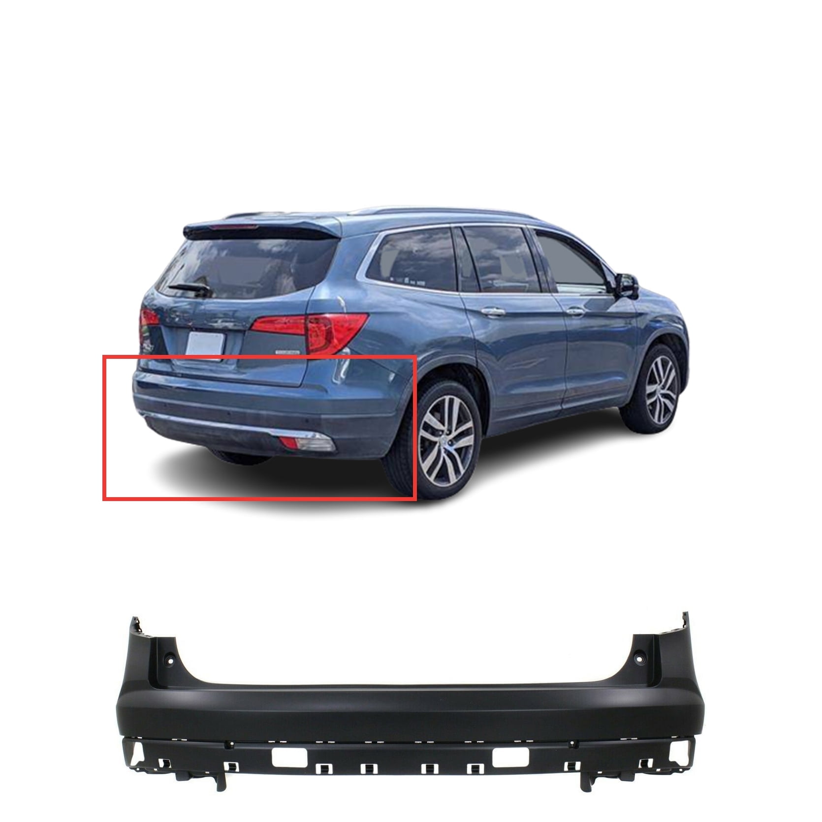 DCP Primed Rear Upper Bumper Cover Fascia for 2016-2018 Honda Pilot LX ...