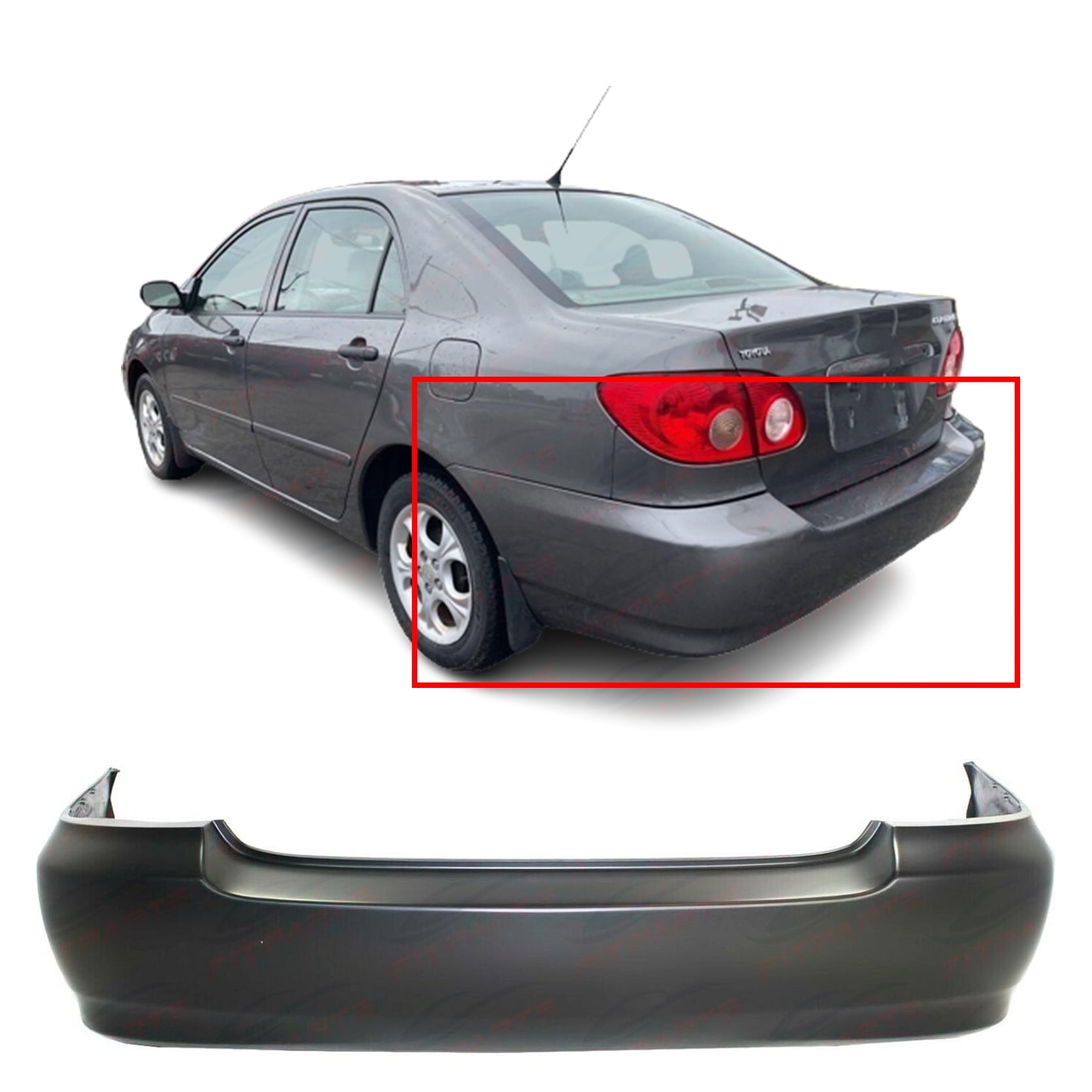 DCP Rear Bumper Cover For 2003-2008 Toyota Corolla Sedan 5215902911 ...