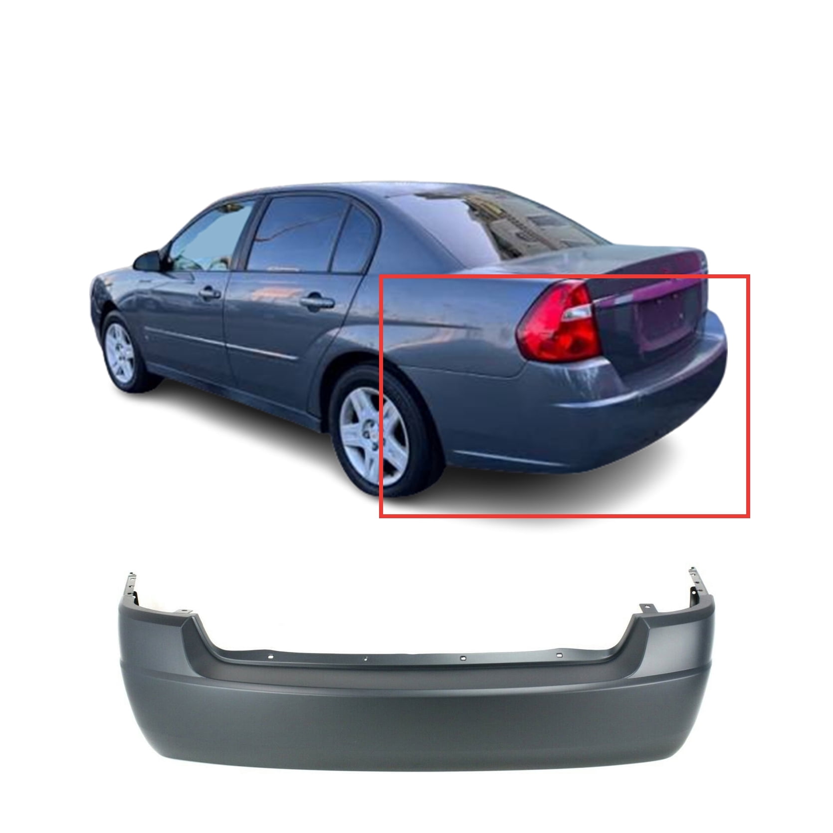 DCP Rear Bumper Cover For 2004-2008 Chevrolet Malibu Base LS LT LTZ ...