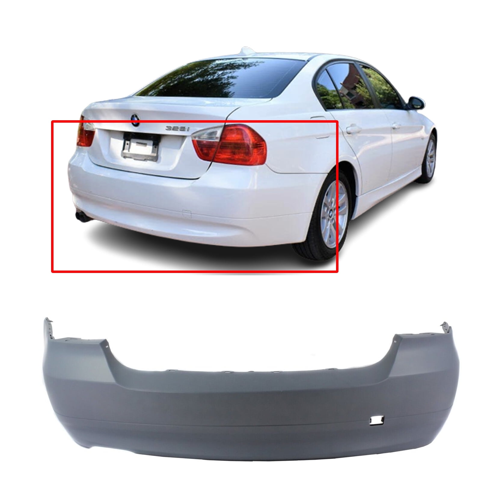DCP Rear Bumper Cover For 2006-2008 BMW 325i/328i/330i Primed BM1100164 ...