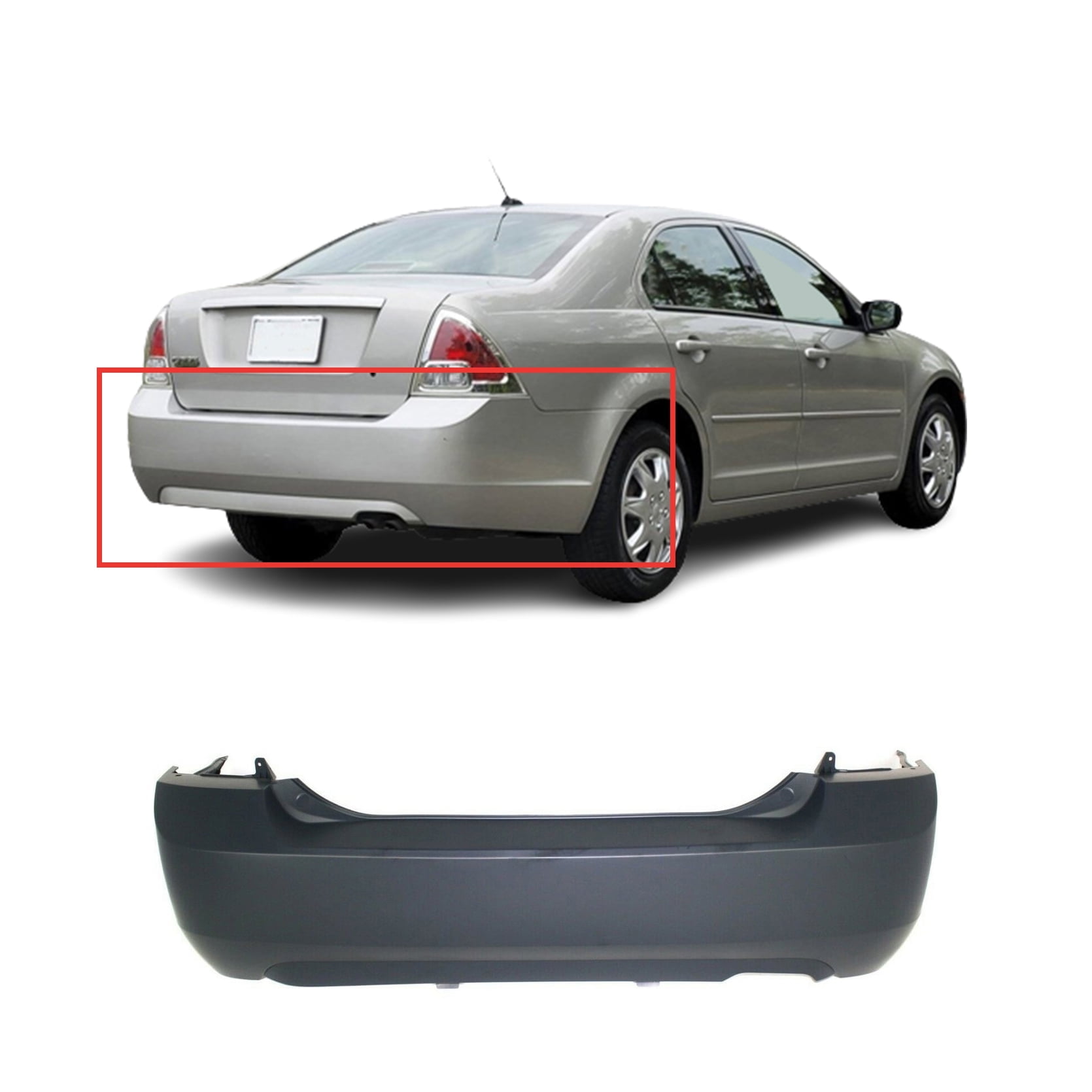 DCP Rear Bumper Cover For 2006-2009 Ford Fusion S, SE, SEL w/ 2.3L ...