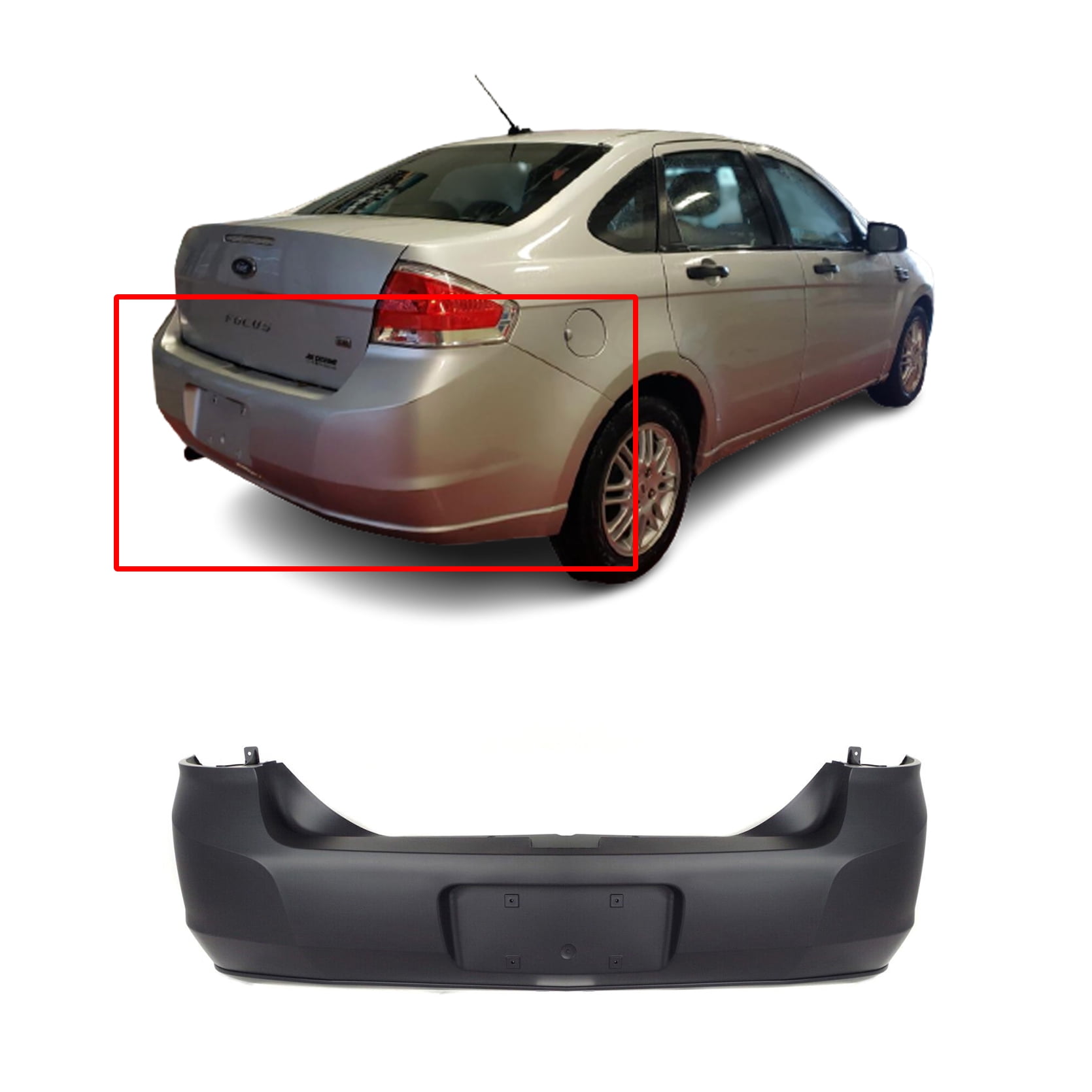 DCP Rear Bumper Cover For 2008-2011 Ford Focus Primed FO1100636 ...