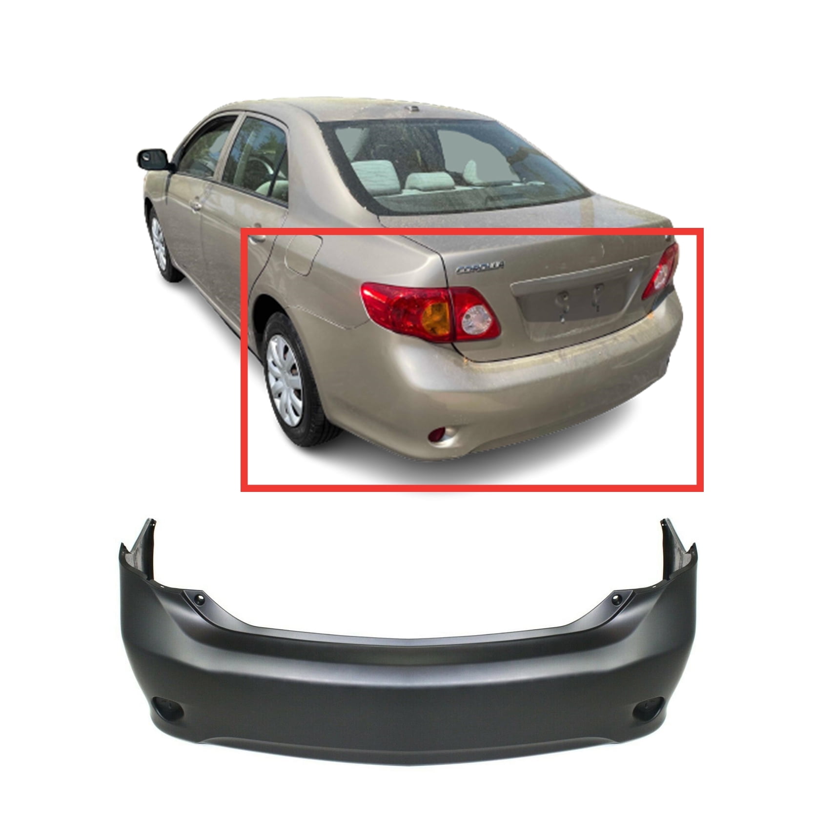 DCP Rear Bumper Cover For 2009-2010 Toyota Corolla Base CE LE XLE USA ...