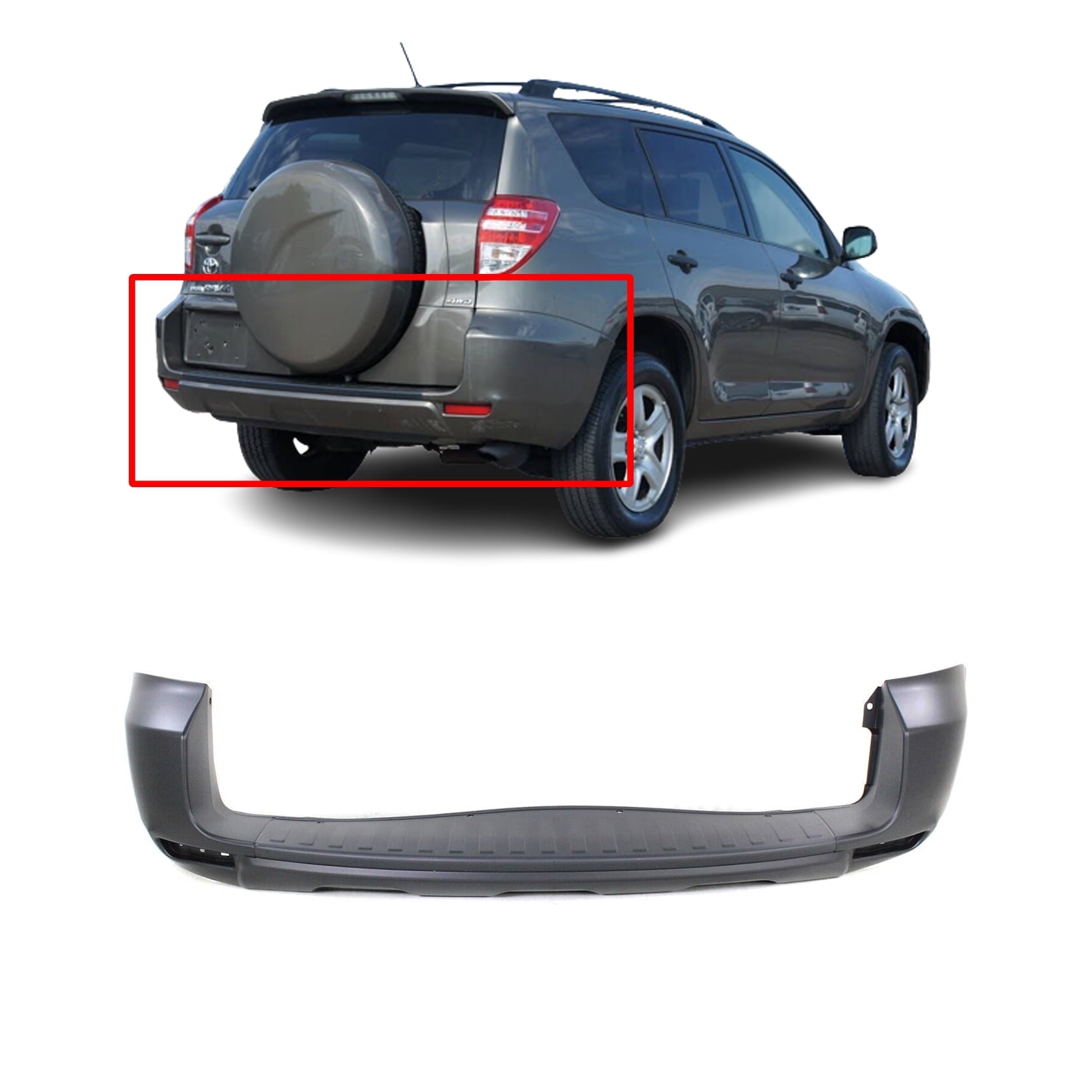 DCP Rear Bumper Cover For 2009-2012 Toyota RAV4 Primed 521590R901 ...