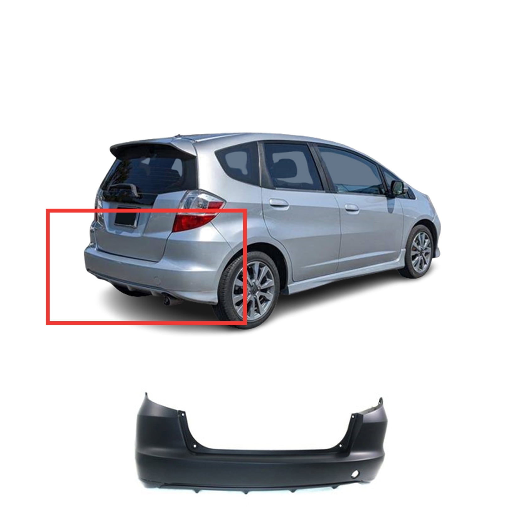 DCP Rear Bumper Cover For 2009-2014 Honda Fit Base DX LX Sport ...