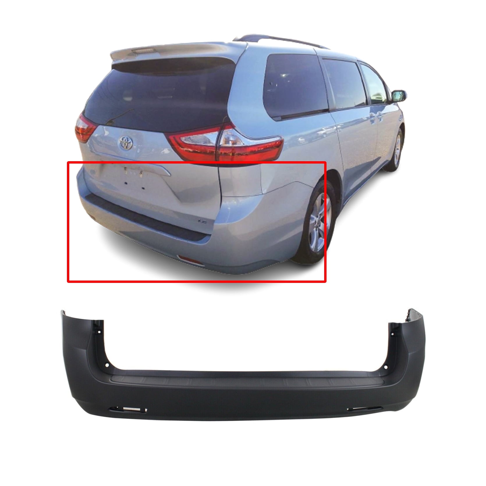 DCP Rear Bumper Cover For 2011-2020 Toyota Sienna Primed 5215908902 ...